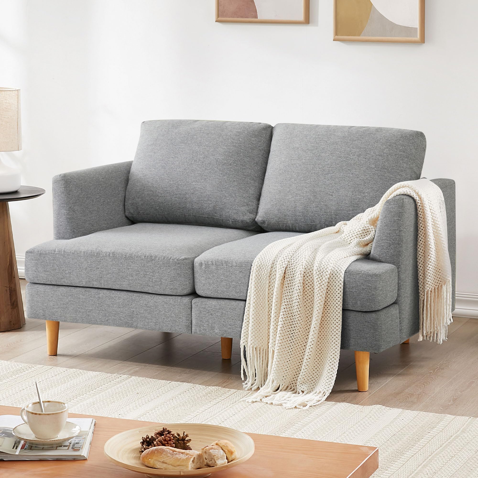 Amazon.com: BFD Small Loveseat Sofa Couch, 56" Mid Century Modern Love ...