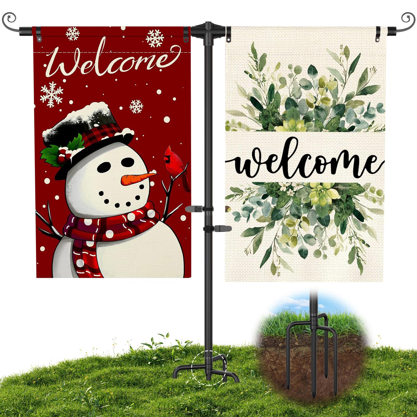 Amazon.com : Garden Flag Holder Stand, Extra Thick Weather-Proof Powder ...