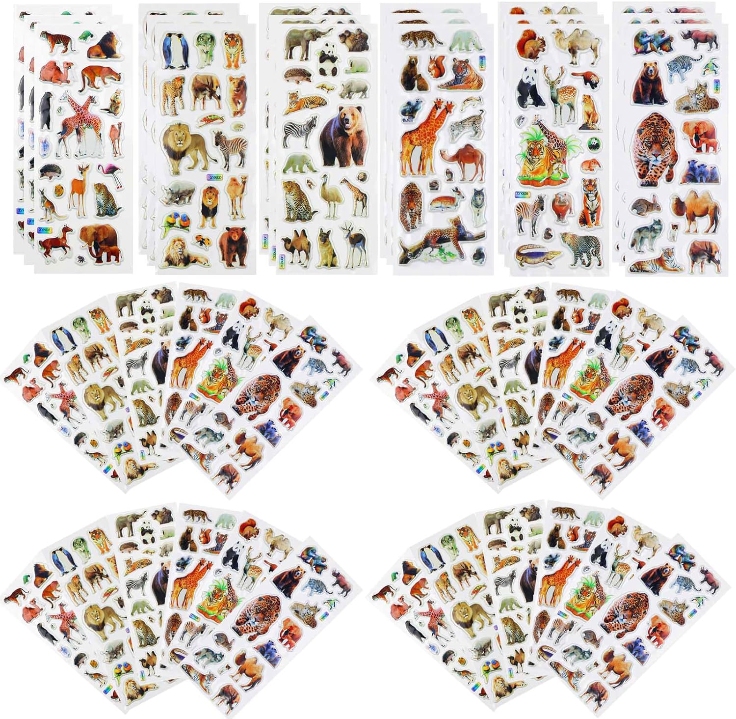 42 Sheets 3D Fluffy Jungle & Zoo Animal Stickers for Toddlers, Handmade ...