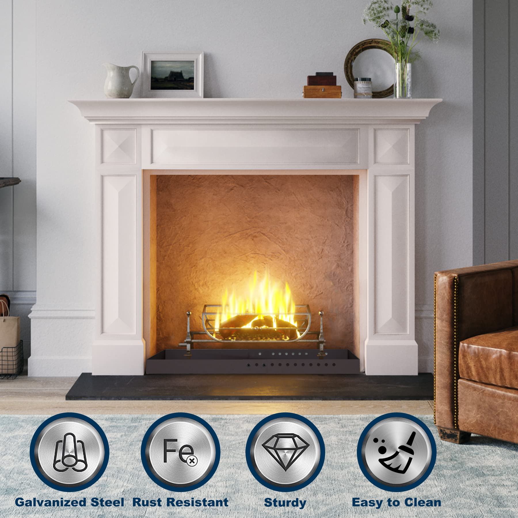 Pearwow Rectangle Fireplace Tray,Expandable Ash Pan for Collecting Ash ...