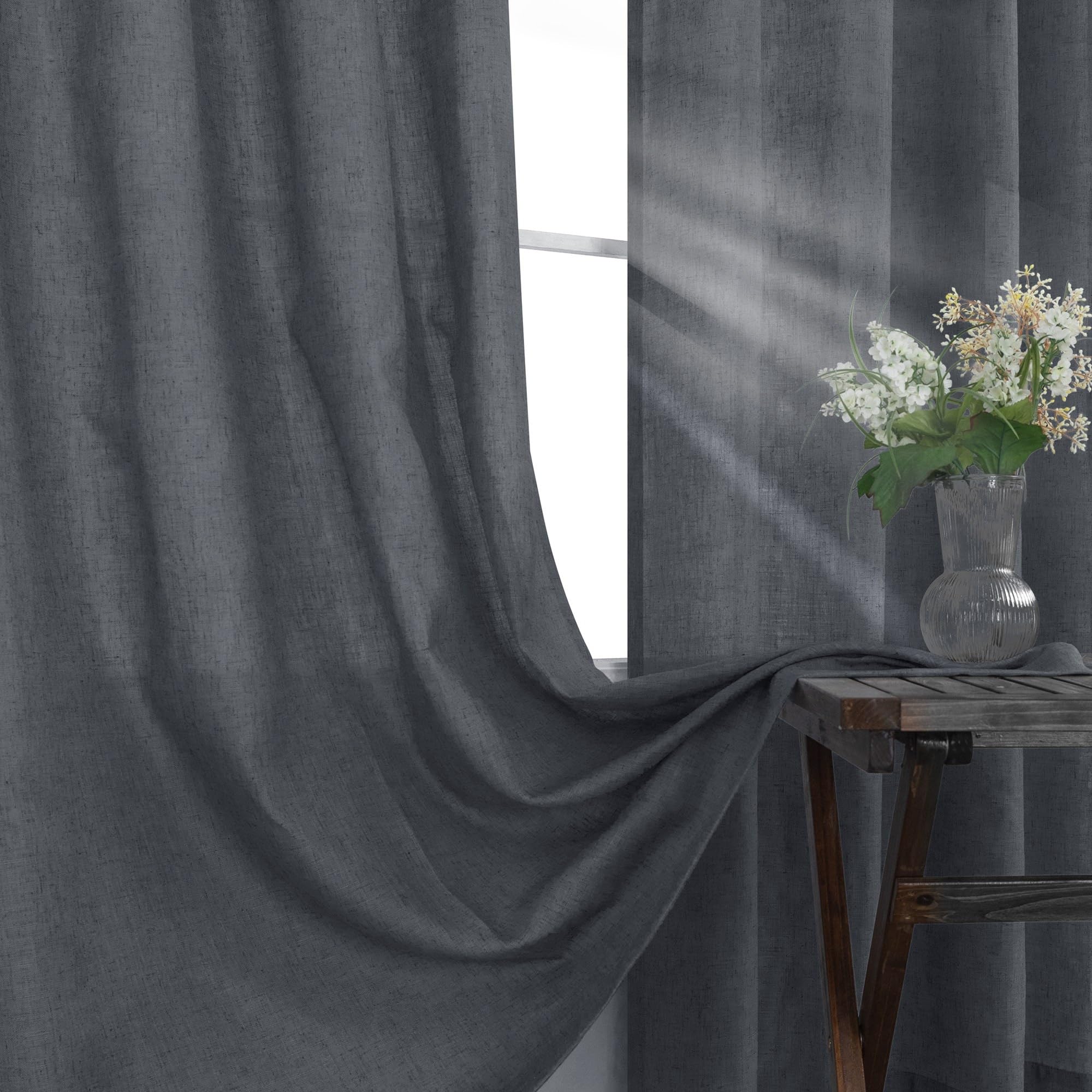 Cortinas De Color Gris Carbón Cortinas Color Carbon Gris Para