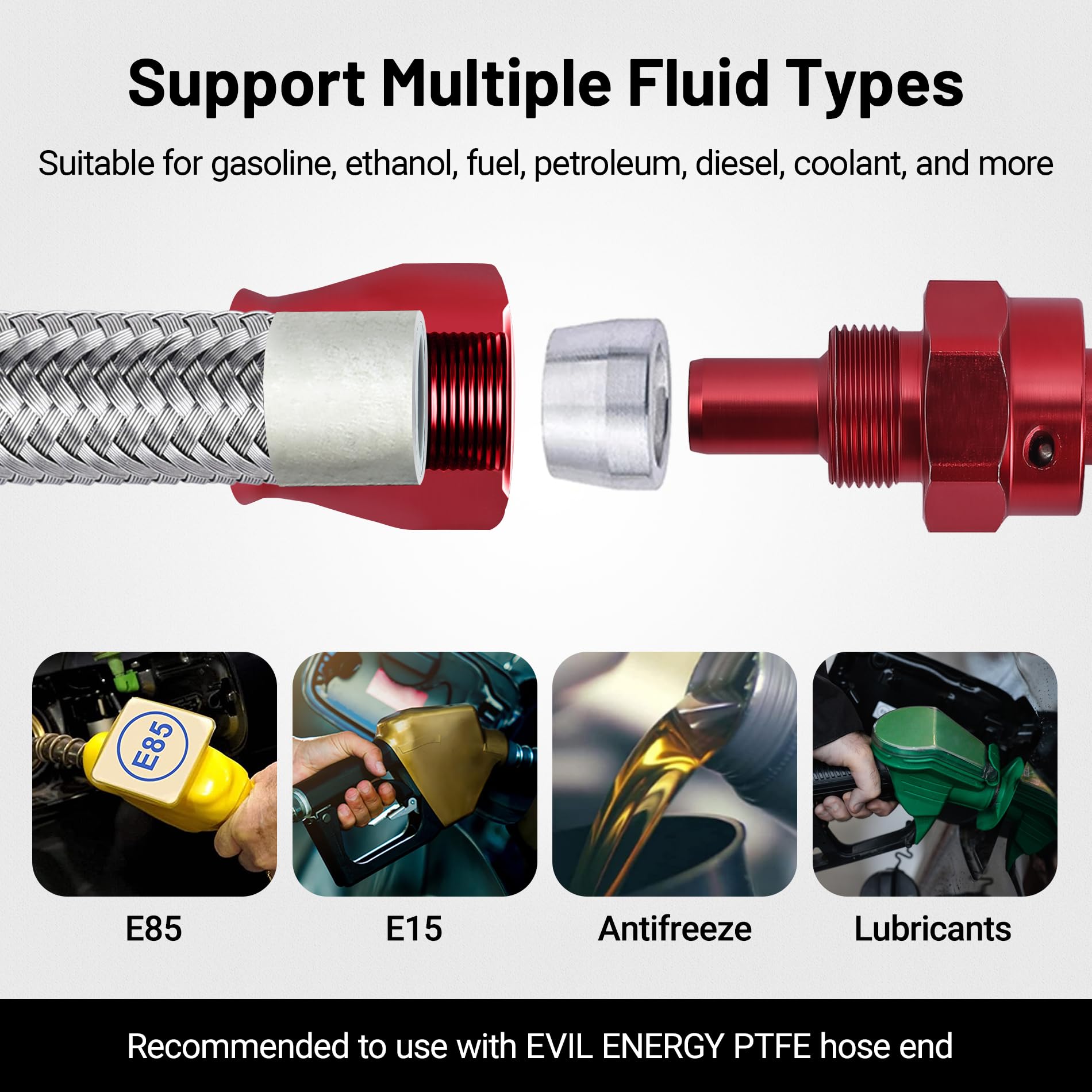 Snapklik.com : EVIL ENERGY 6AN PTFE Fuel Line Kit,AN6 E85 Stainless ...