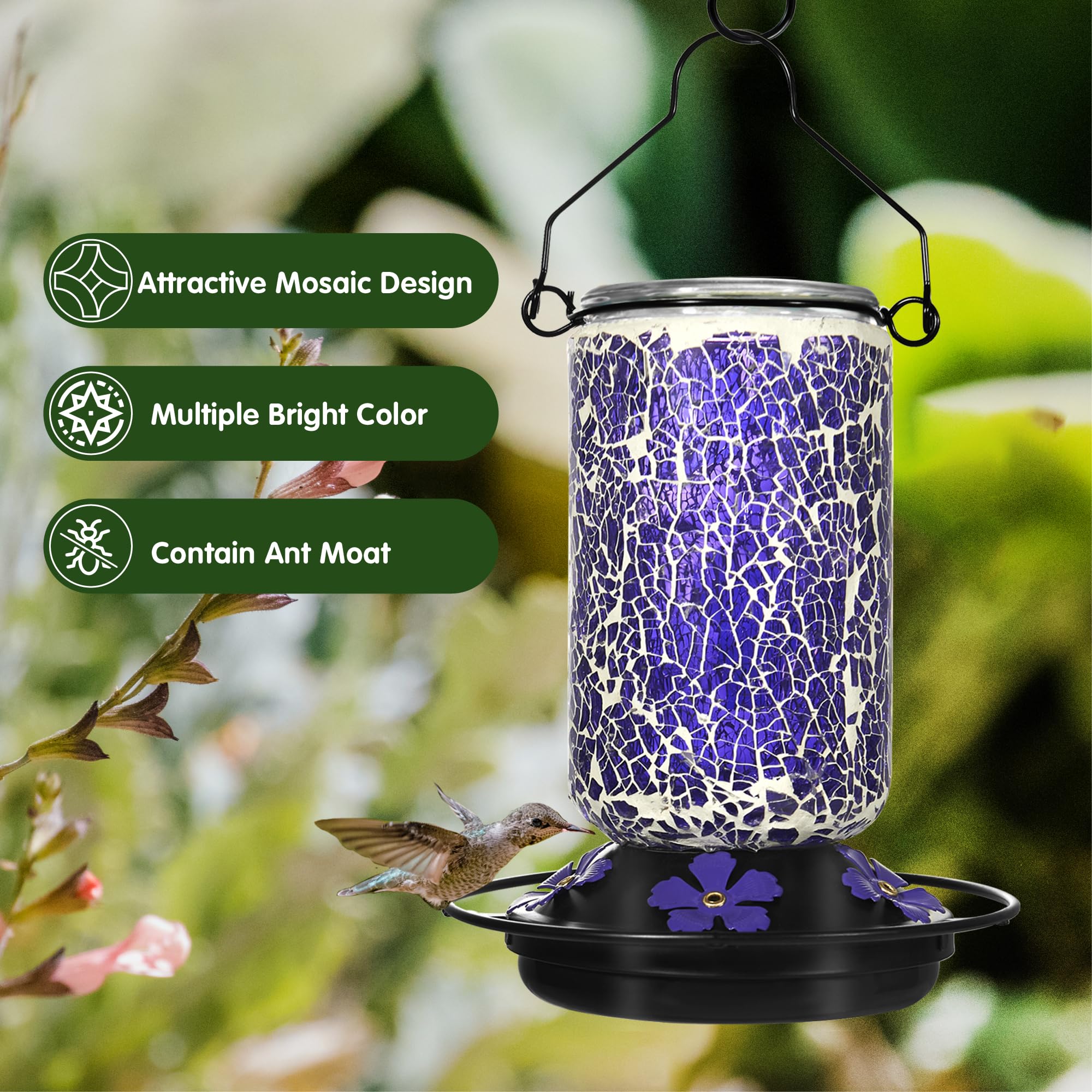Snapklik.com : Glass Hummingbird Feeder,Purple Hummingbird Feeders For ...