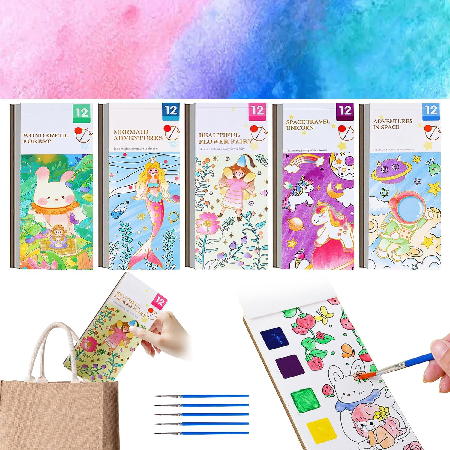 Amazon.com: DIKOCO 5 Pack Pocket Watercolor Painting Book Set Paint ...