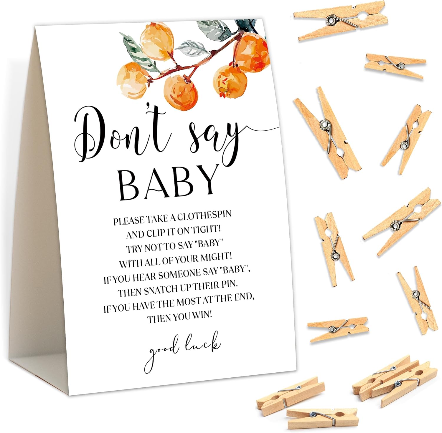 Amazon.com: Baby Shower Games - Little Cutie Don't Say Baby Clothespin ...