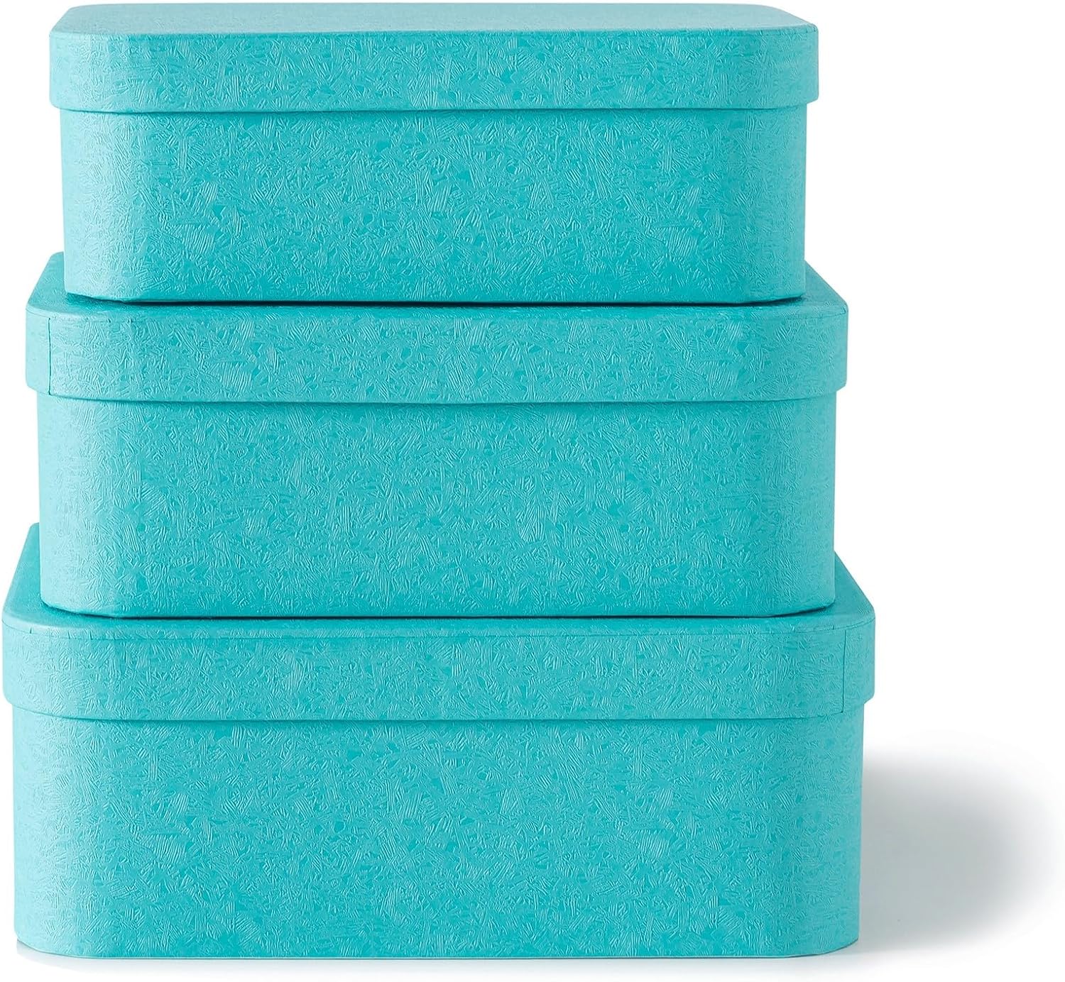 Amazon.com: Soul & Lane Set of 3 Textured Blue Boxes with Rounded Edges ...