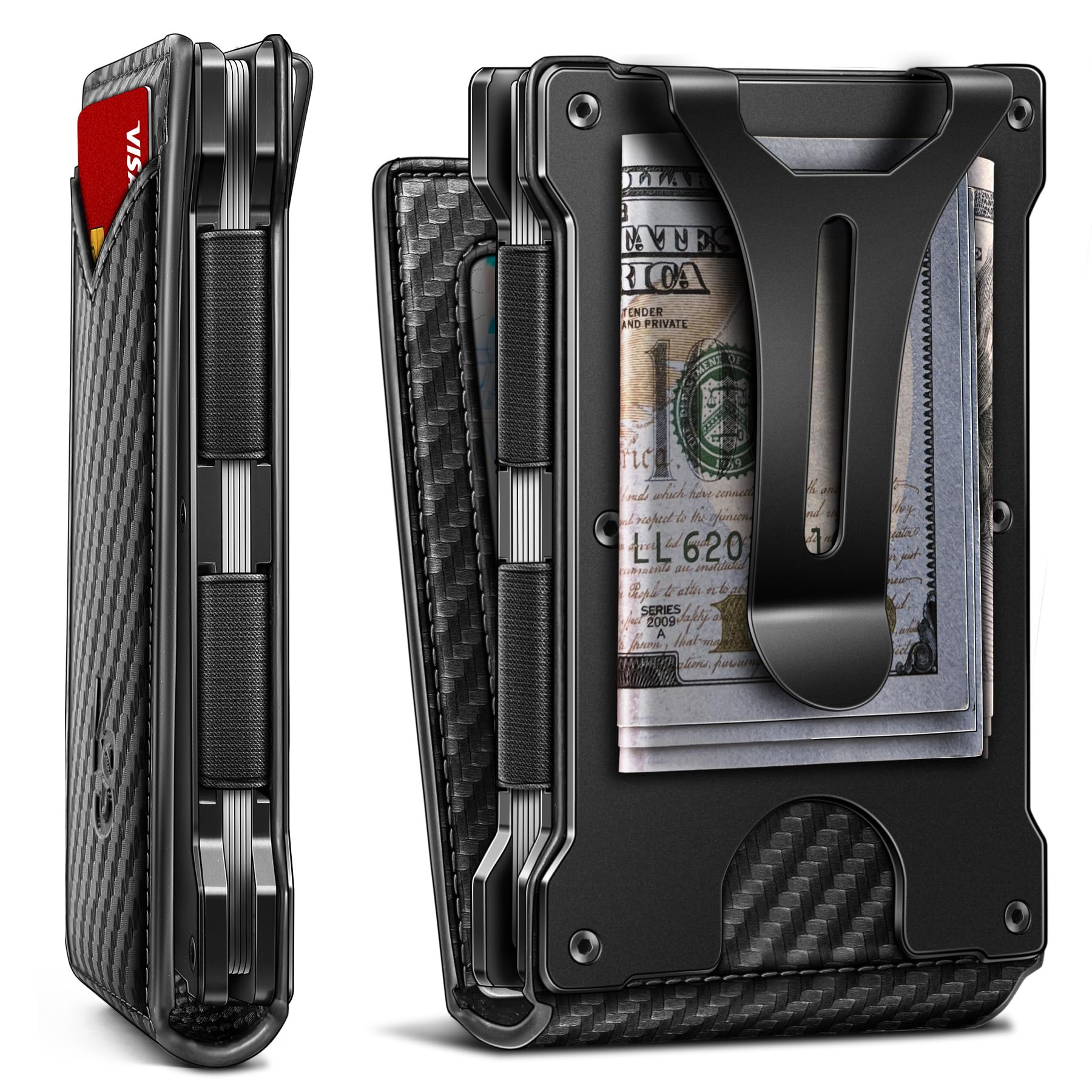 KEMISANT Men Wallet- Slim Wallet Money Clip Gift for Men 12Cards-Metal ...