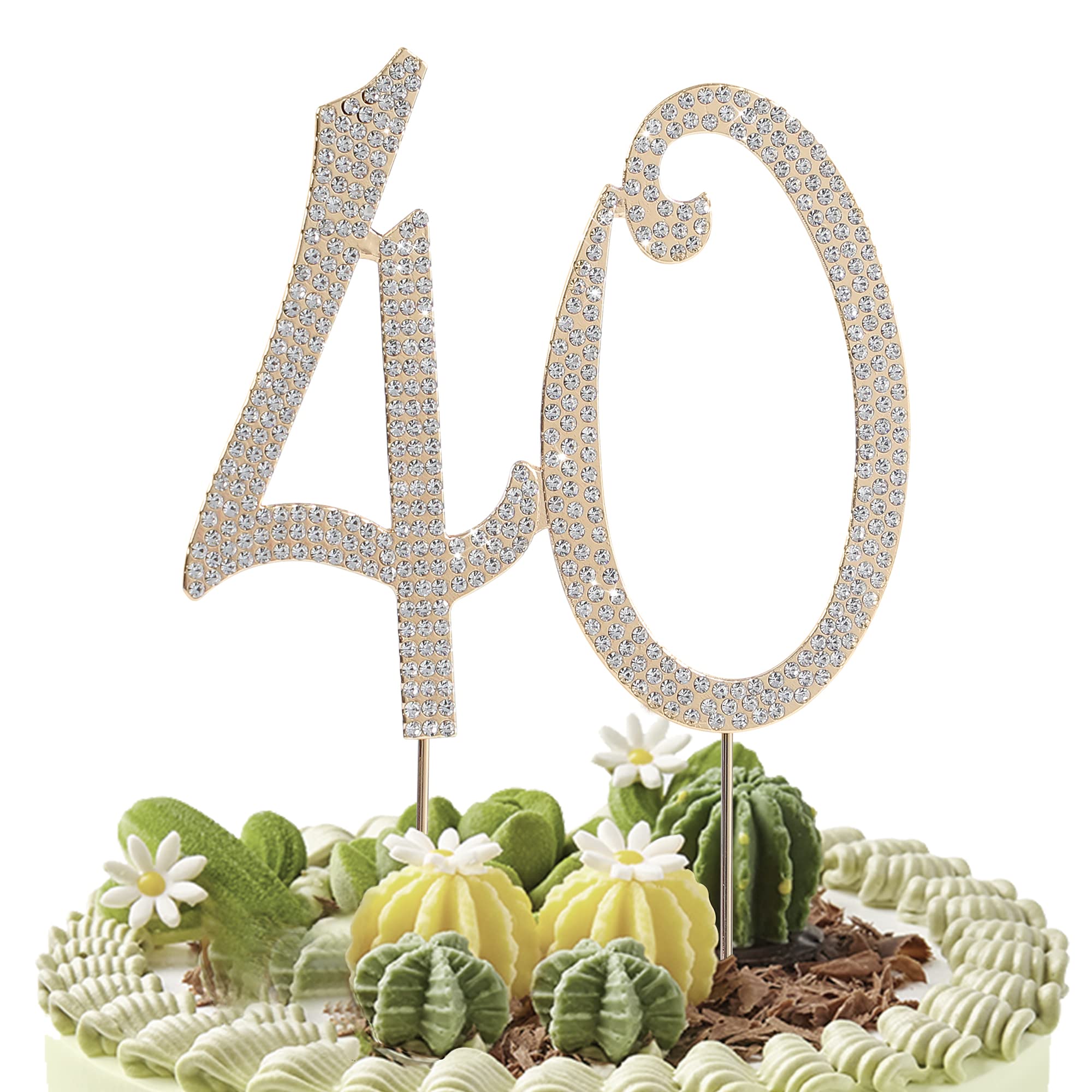 Rhinestone Number 40 Cake Topper Cupcakes Topper Zahl 40 Gold, 12