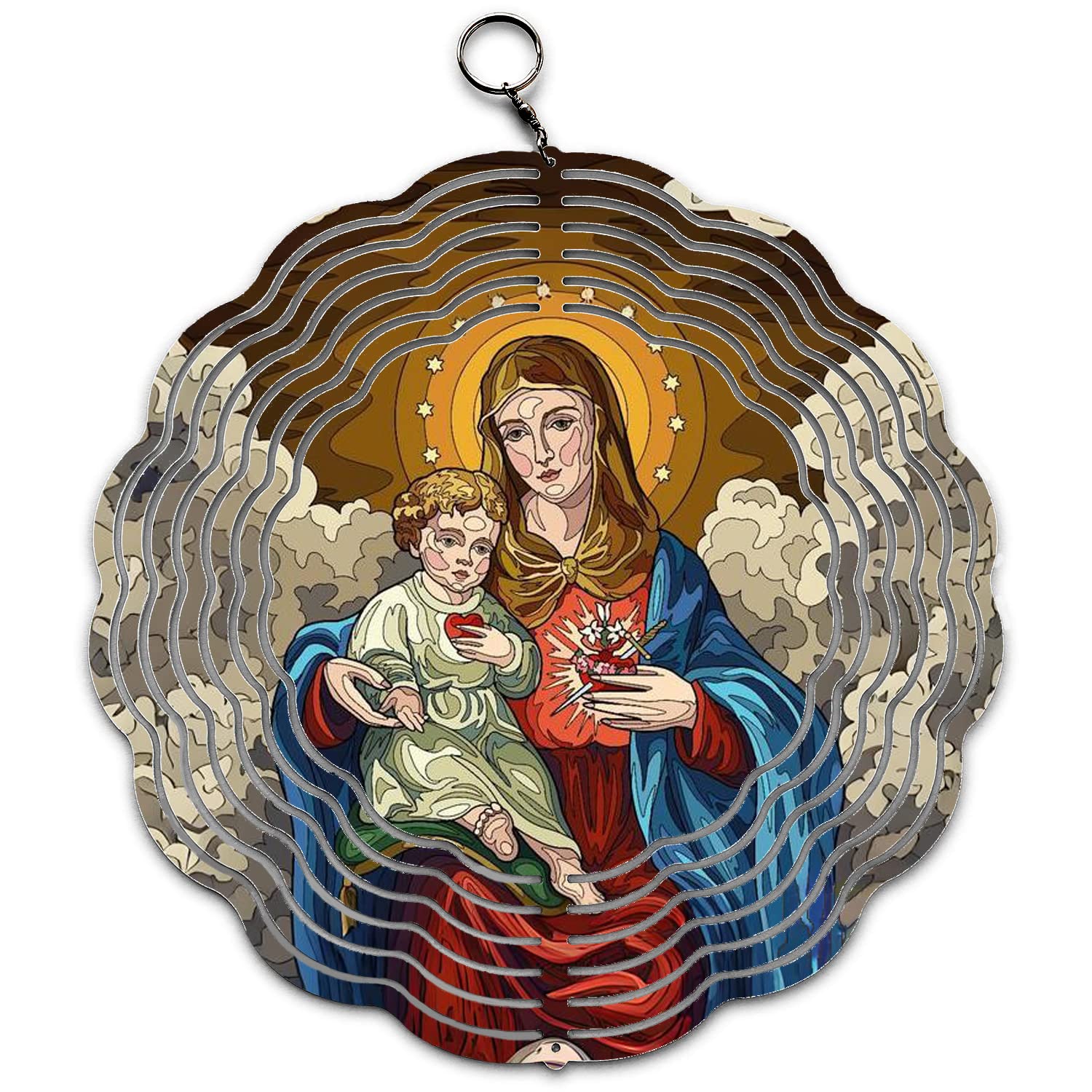 Amazon.com: Blessed Virgin Mary Wind Spinner Art 10 inch for Garden ...