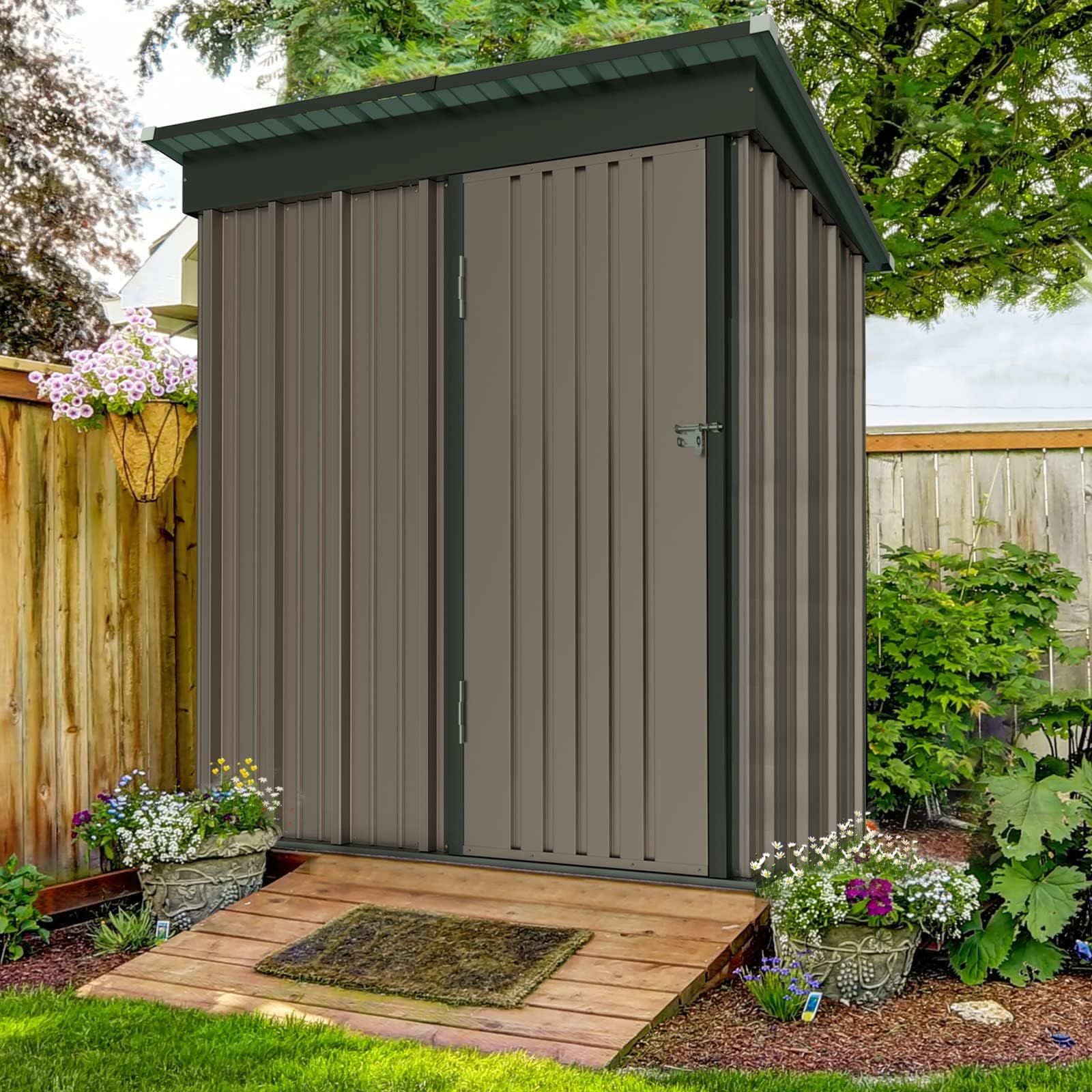 Keter Store-It Out Midi Outdoor Garden Storage Shed, Beige and Brown ...