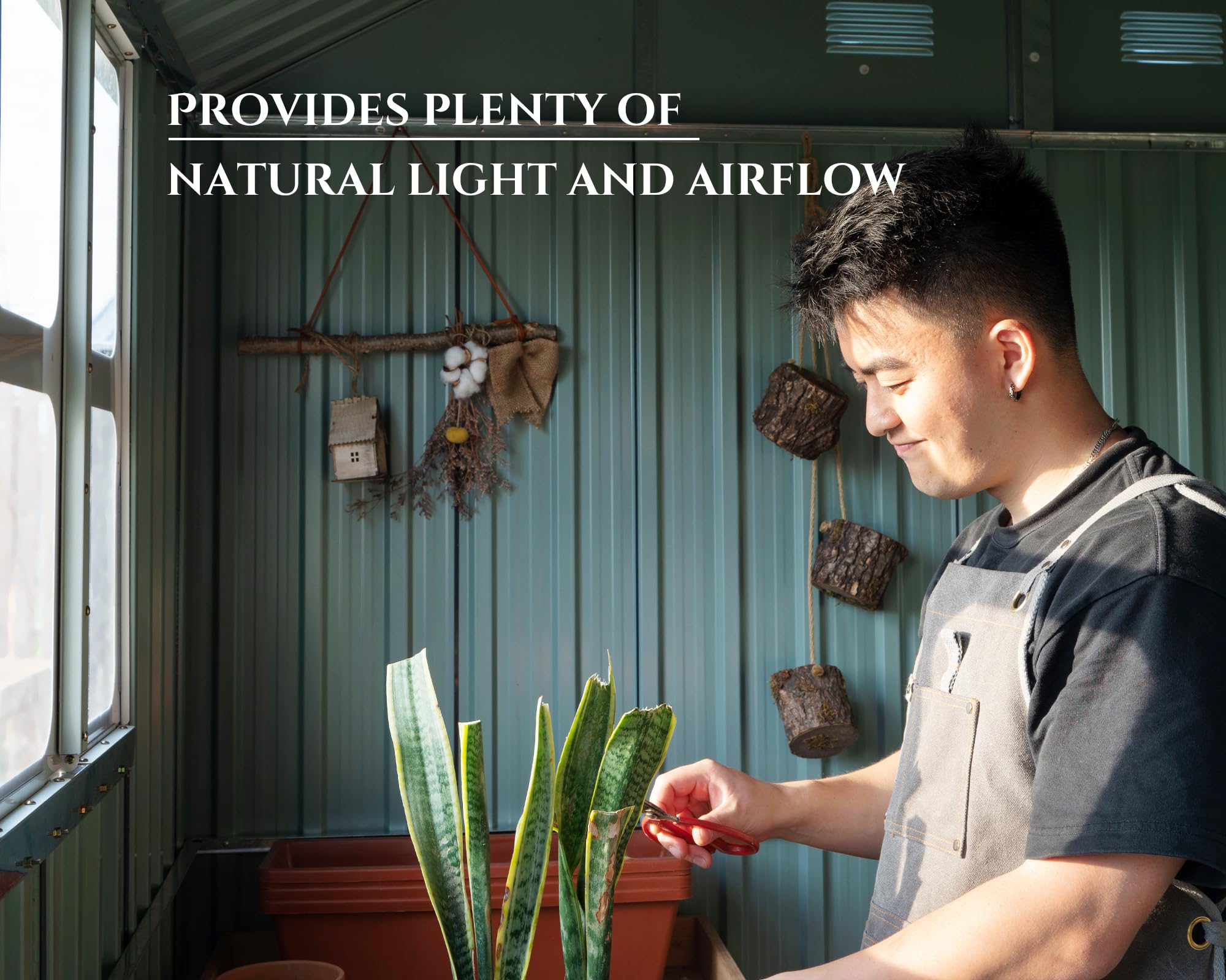 PAPABABE Cottage-Style Outdoor Storage Shed 8x6x7.5 FT, Metal Storage ...