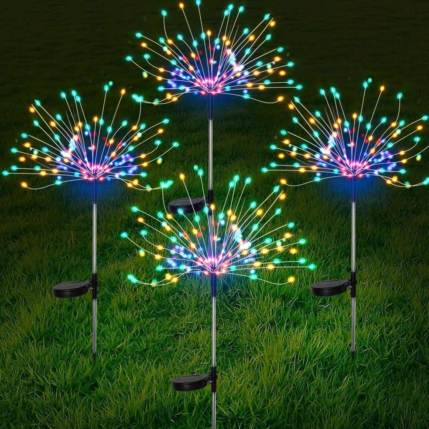 FOOING 4 Pcs Solar Garden Lights Solar Firework Lights, 120 LED Solar ...