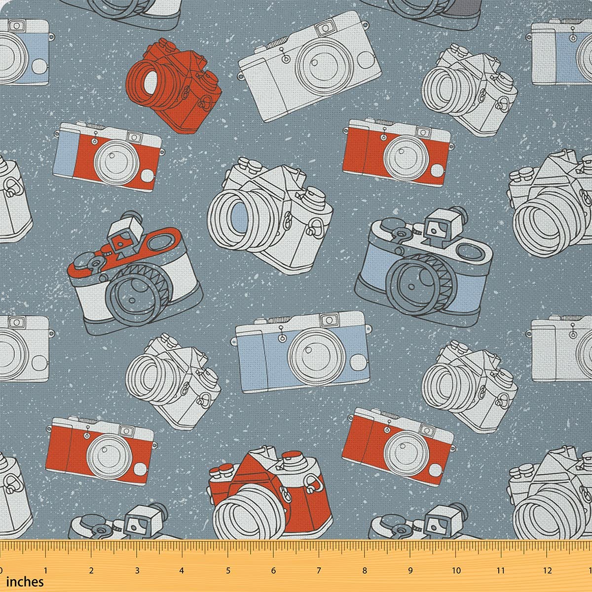 Amazon.com: Film Camera Fabric by The Yard Vintage Color Sketch Camera ...