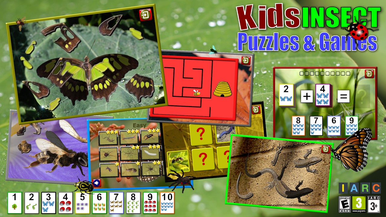 Kids Insect Jigsaw Puzzle and Memory Games - educational fun for ...
