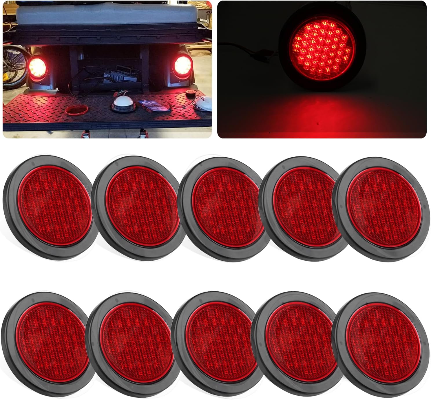 Amazon.com: 4 Inch Round Led Trailer Tail Lights Trucks Red 40 LED w ...
