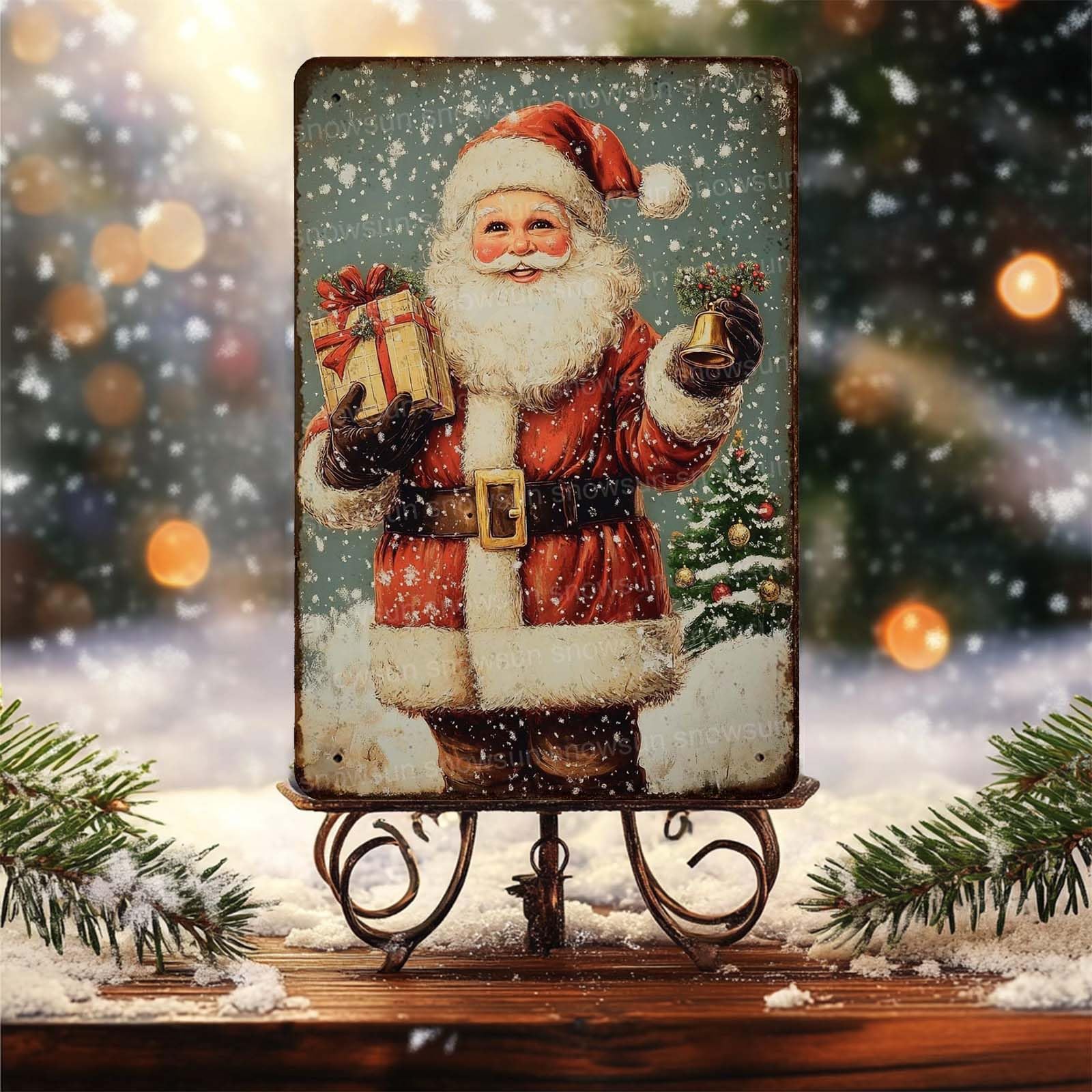 Snapklik.com : Snowsun Metal Sign Santa Claus Christmas Sign 8x12 Inch ...