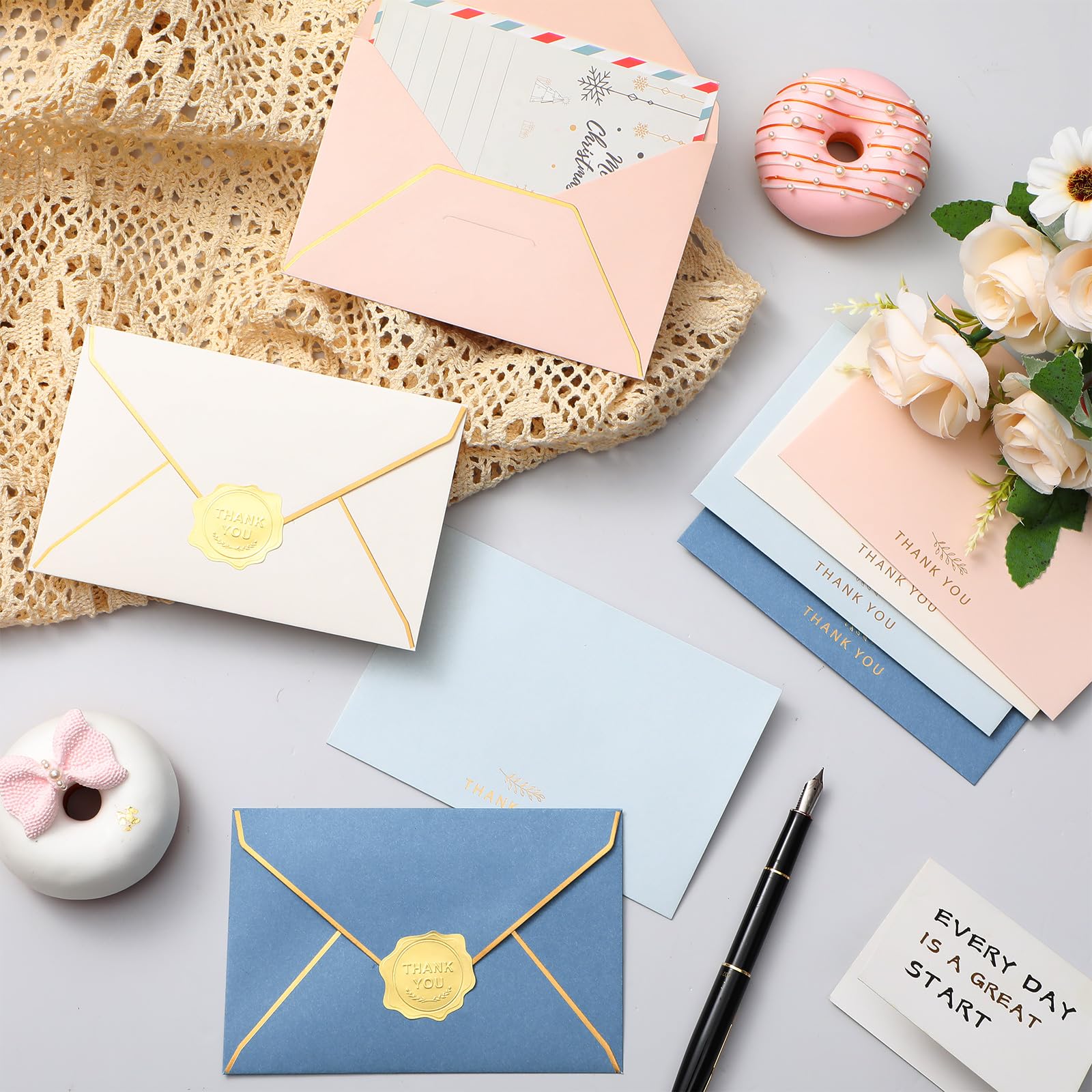 Tenceur 200 Pack Blank Wedding Thank You Envelopes and 200 Stickers ...