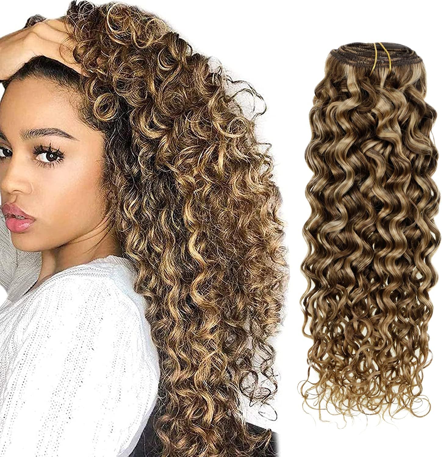 Hetto Remy Wavy Hair Extensions 14 Inch Clip in Hair Colored Extensions ...