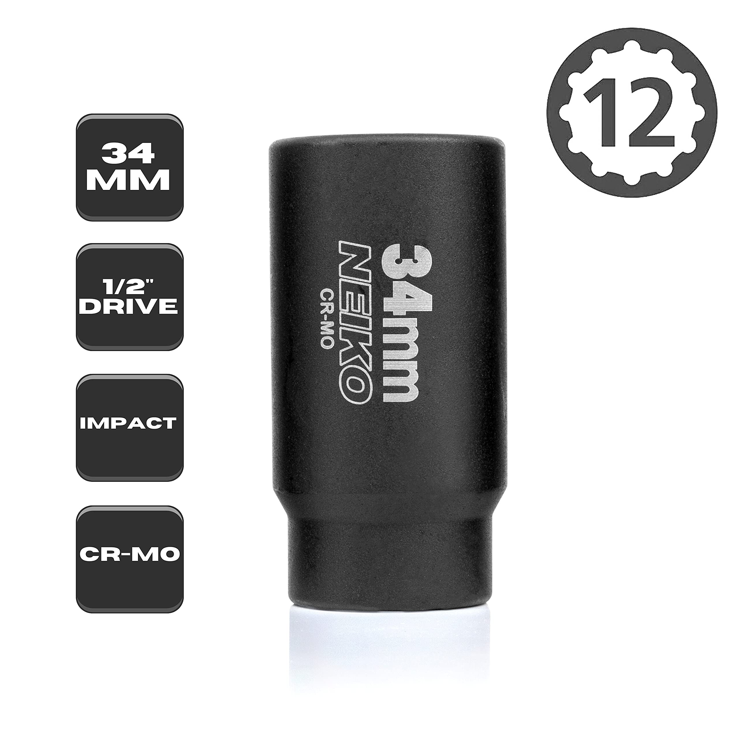 Snapklik.com : 02525A 34mm Socket 1/2” Drive Deep Impact Socket Spindle ...