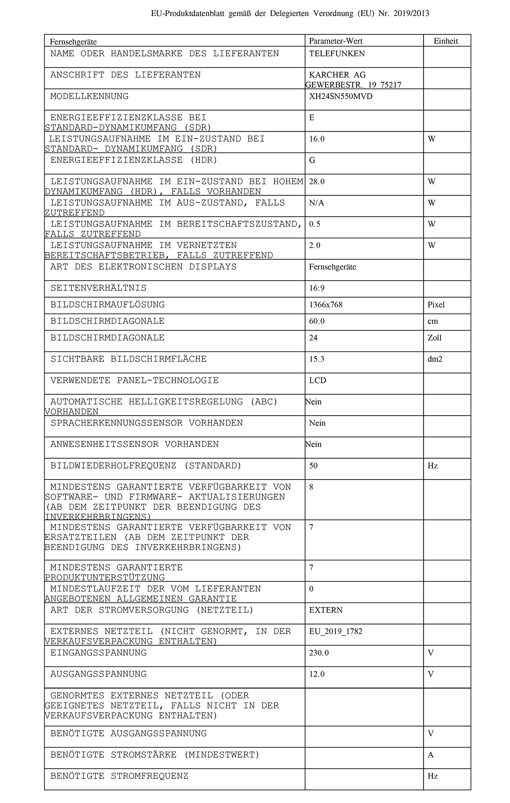REFLEXION LED 23.6 Zoll TV LDDW-24 DVB-S2 / C / T2 DVD, 24 Volt 12 Volt ...