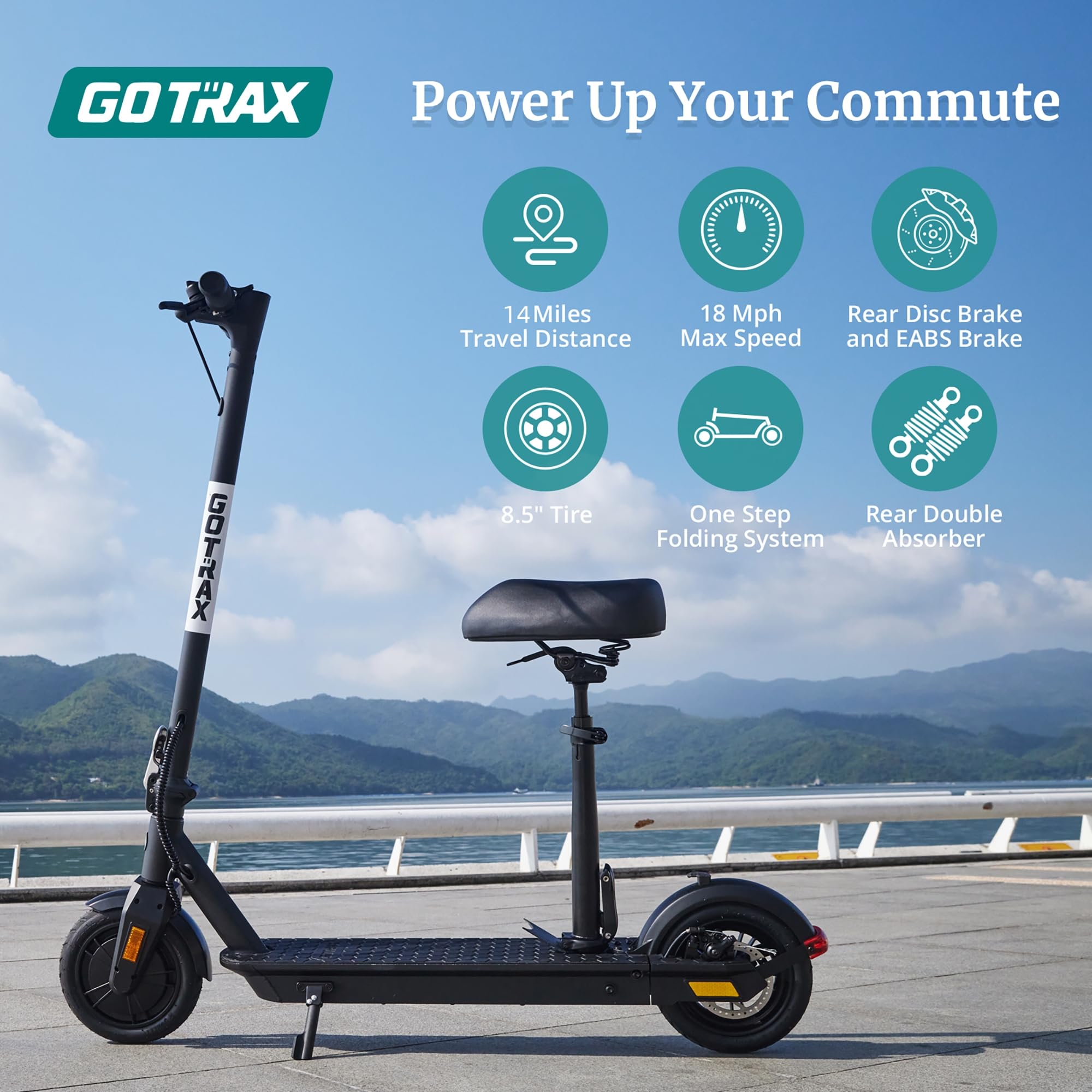 Snapklik.com : Gotrax Fusion Seat Electric Scooter, 8.5" Pneumatic Tire ...