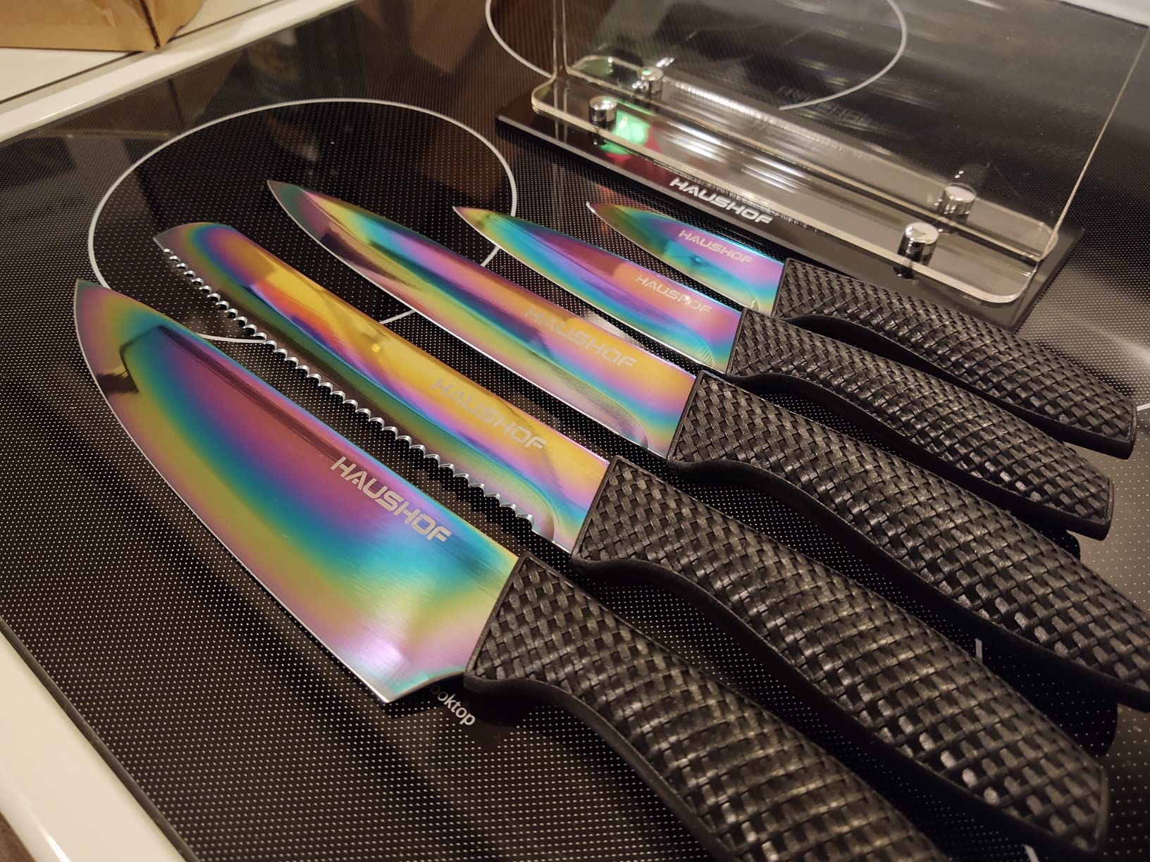 $6/mo - Finance HAUSHOF Kitchen Knife Set, 5 Piece Rainbow Knife Sets ...