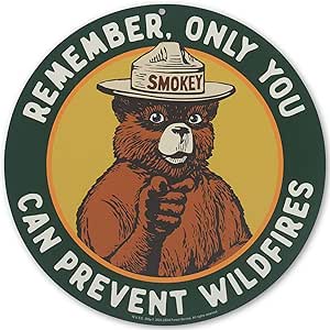 Amazon.com: Smokey Bear Remember Only You Can Prevent Wildfires Round ...