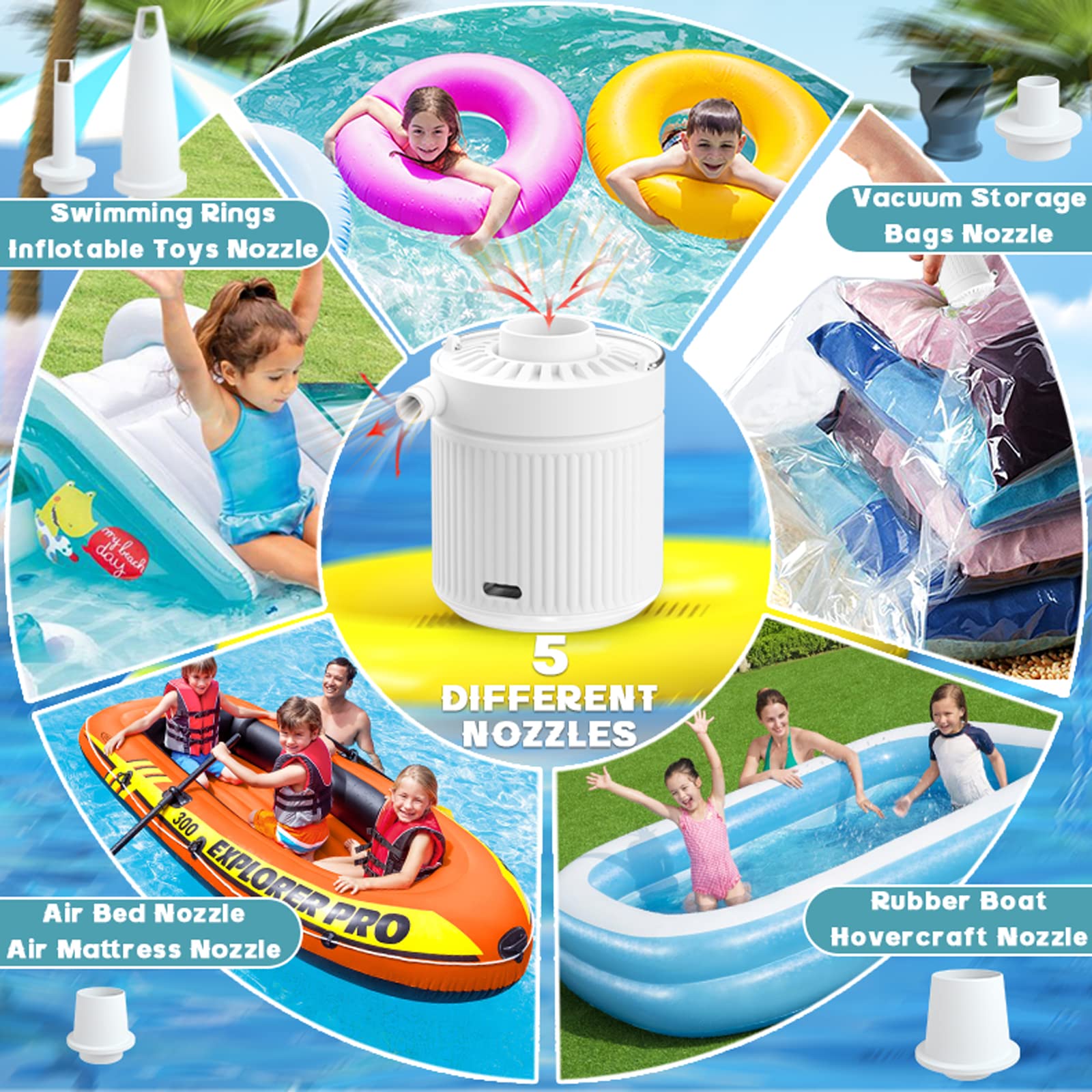 Snapklik.com : Mini Portable Air Pump For Inflatables, Electric Pump ...