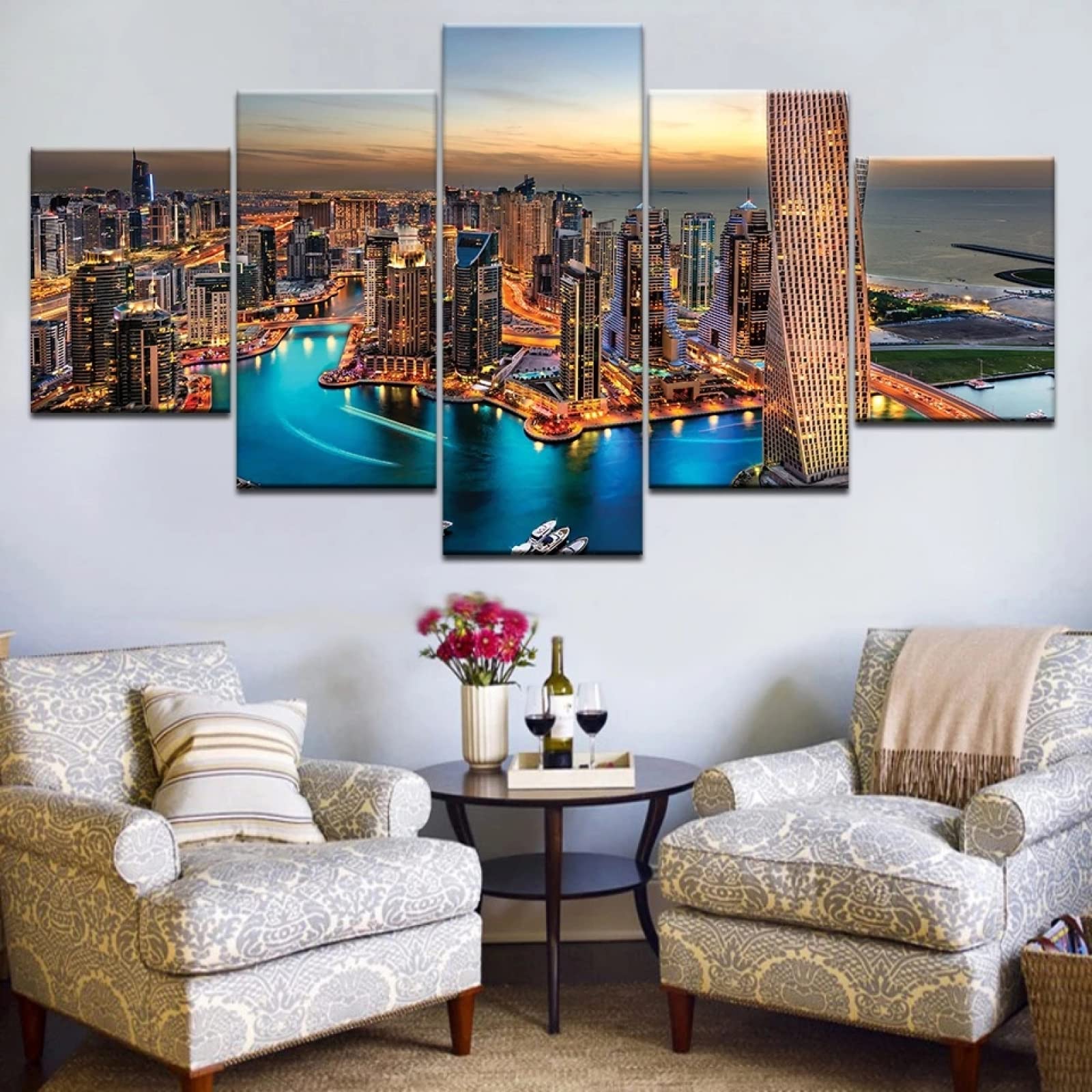 5 Panel Modern Artwork Nature Inspired Forest Waterfall Canvas Print