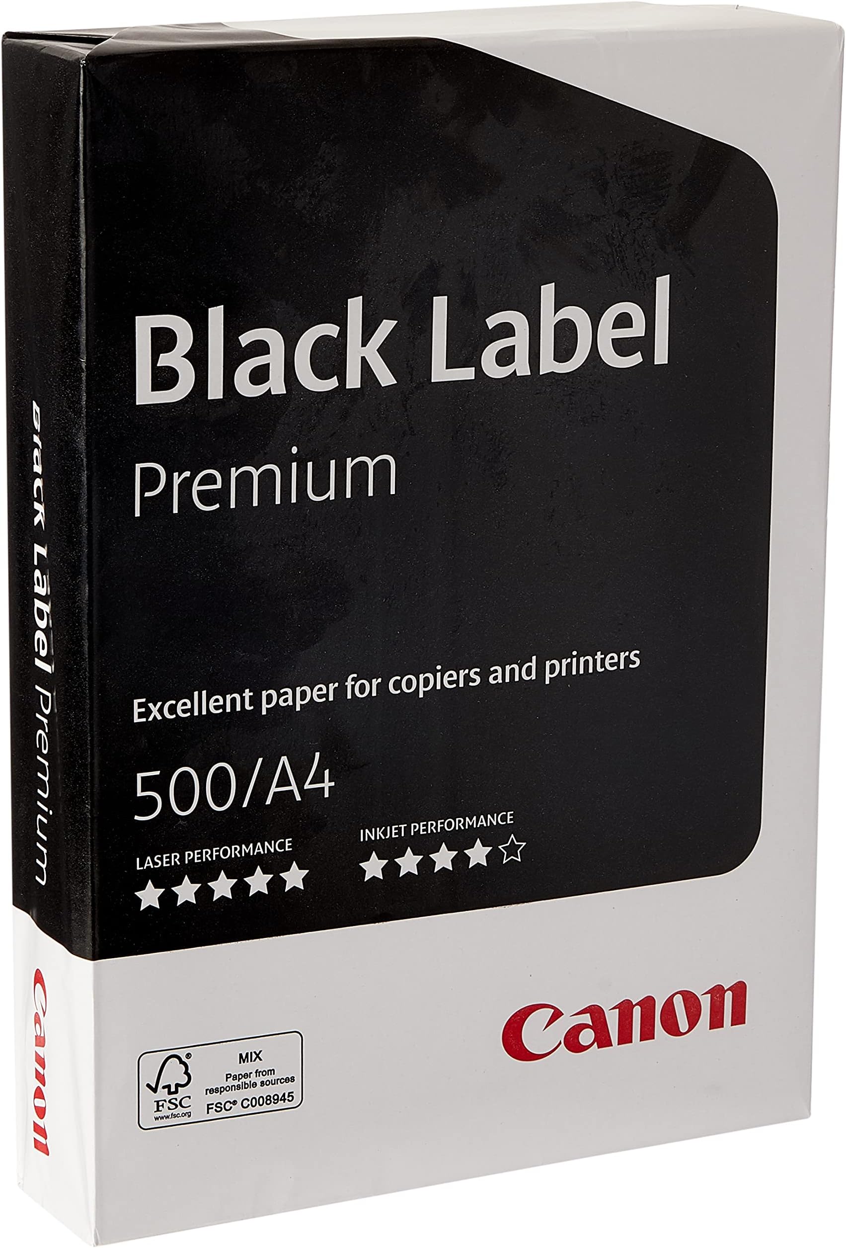 Canon Black Label Premium A4 75gsm FSC White (1 x 500 Sheets) Copier ...