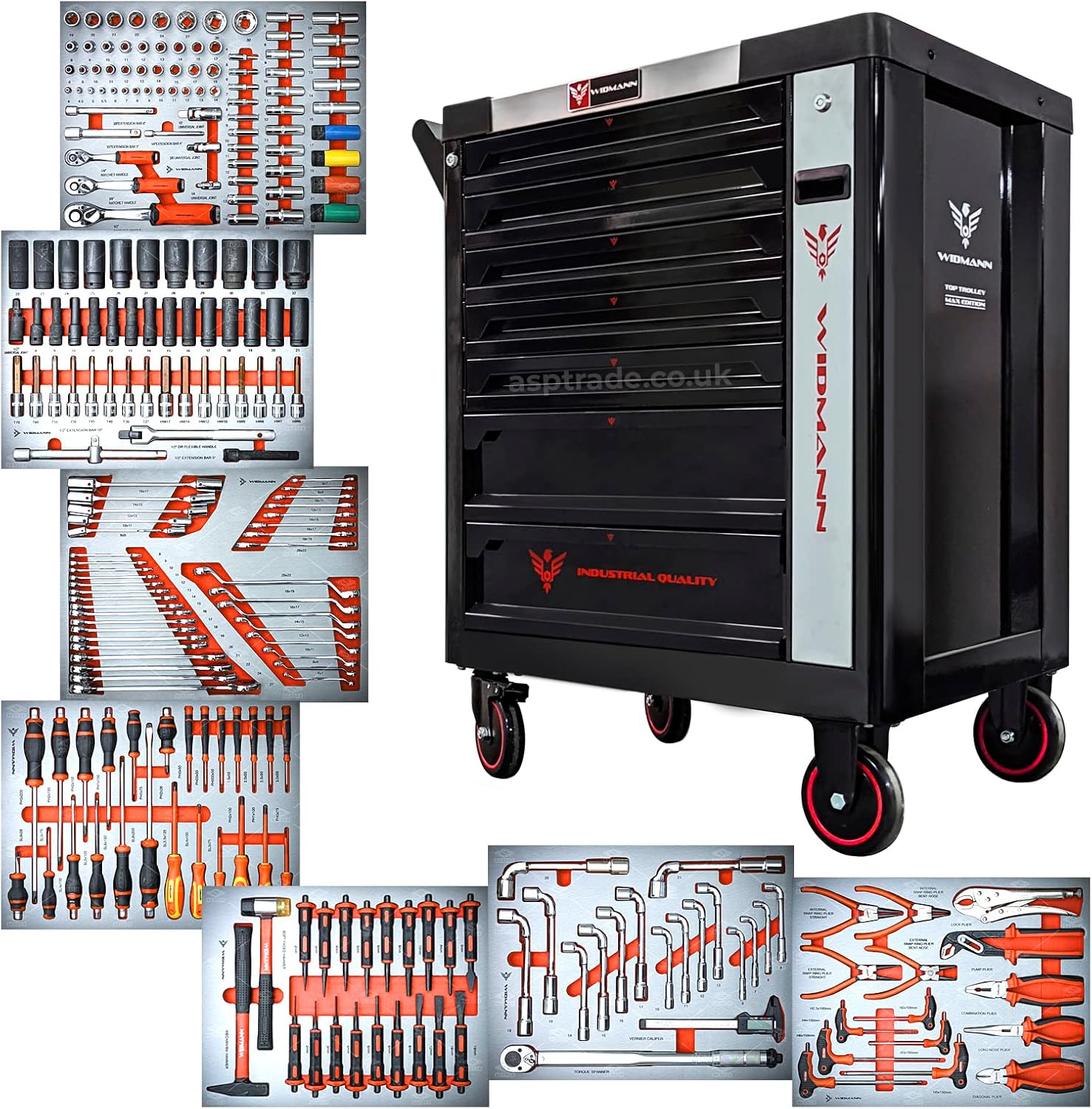 WIDMANN Tool Trolley Cabinet with PRO Tools Steel Workshop Storage ...