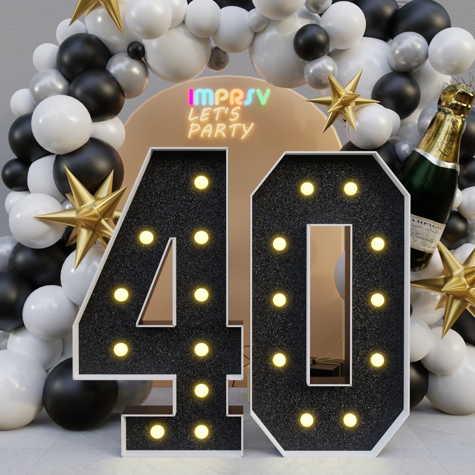 Amazon.com: imprsv Black Birthday Decorations 40th: Black Party ...