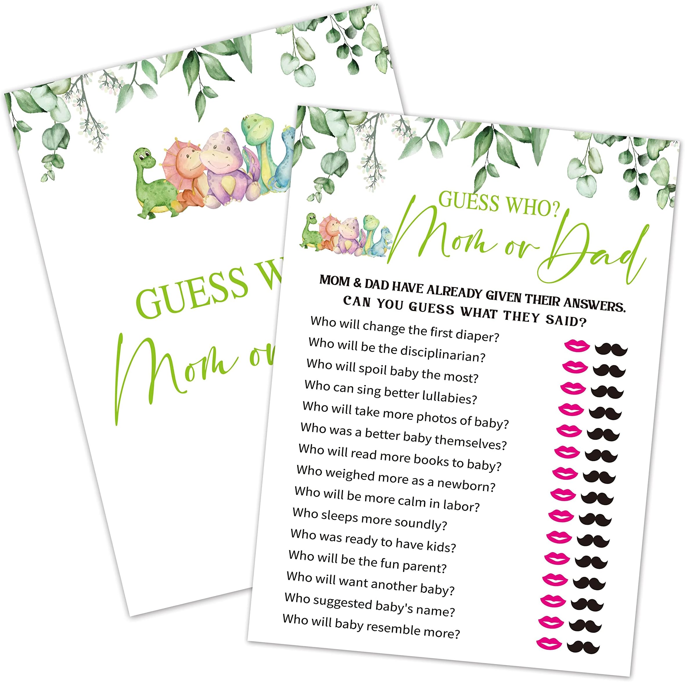 Amazon.com: Baby Shower Games, Guess Who, Mommy or Daddy, Greenery ...