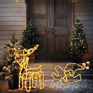 ZAIYW Renna slitta luci per esterni, decorazione natalizia, renna 3D ...