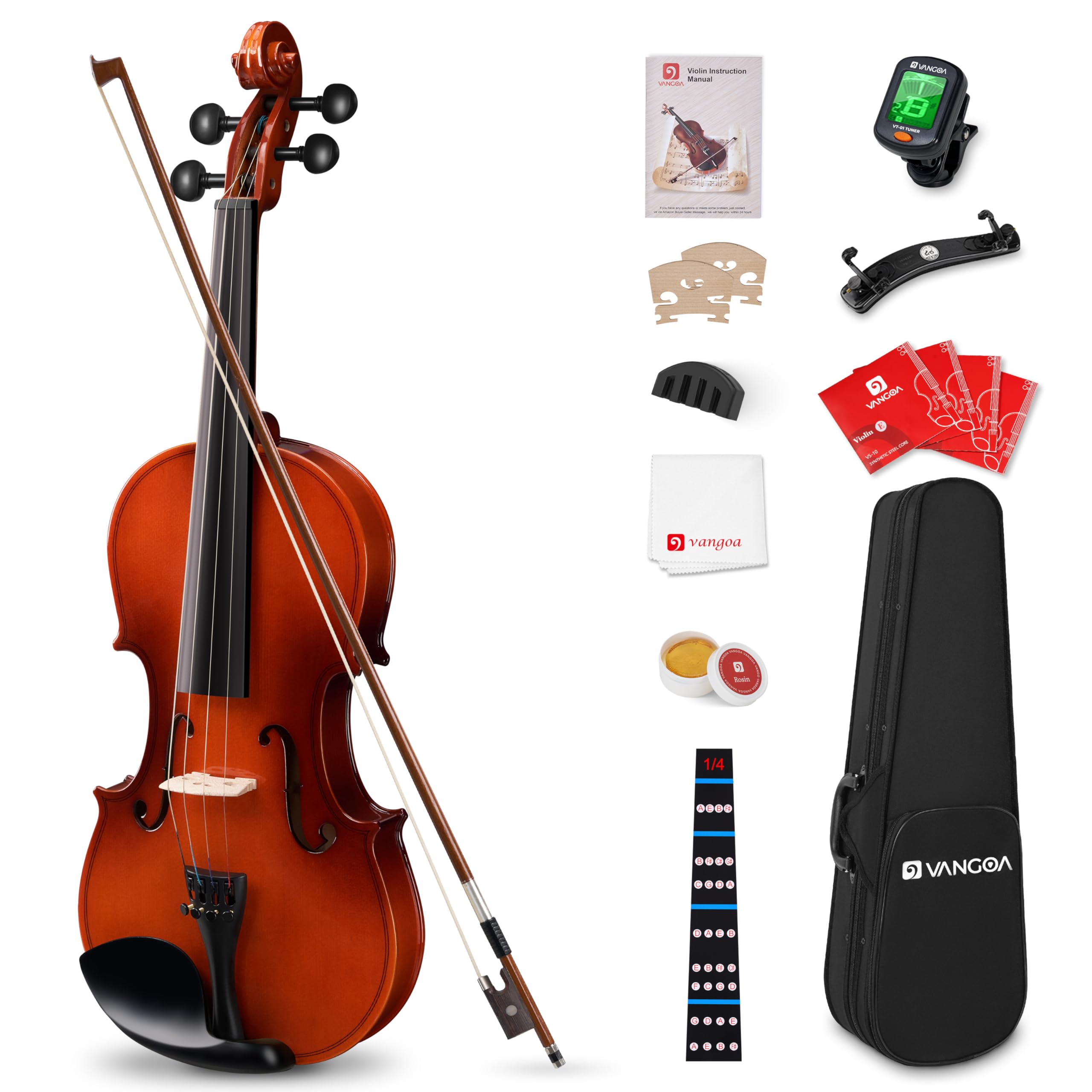 Amazon.com: Vangoa Violin 1/4 Size Kids Beginner Fiddle Full Set ...