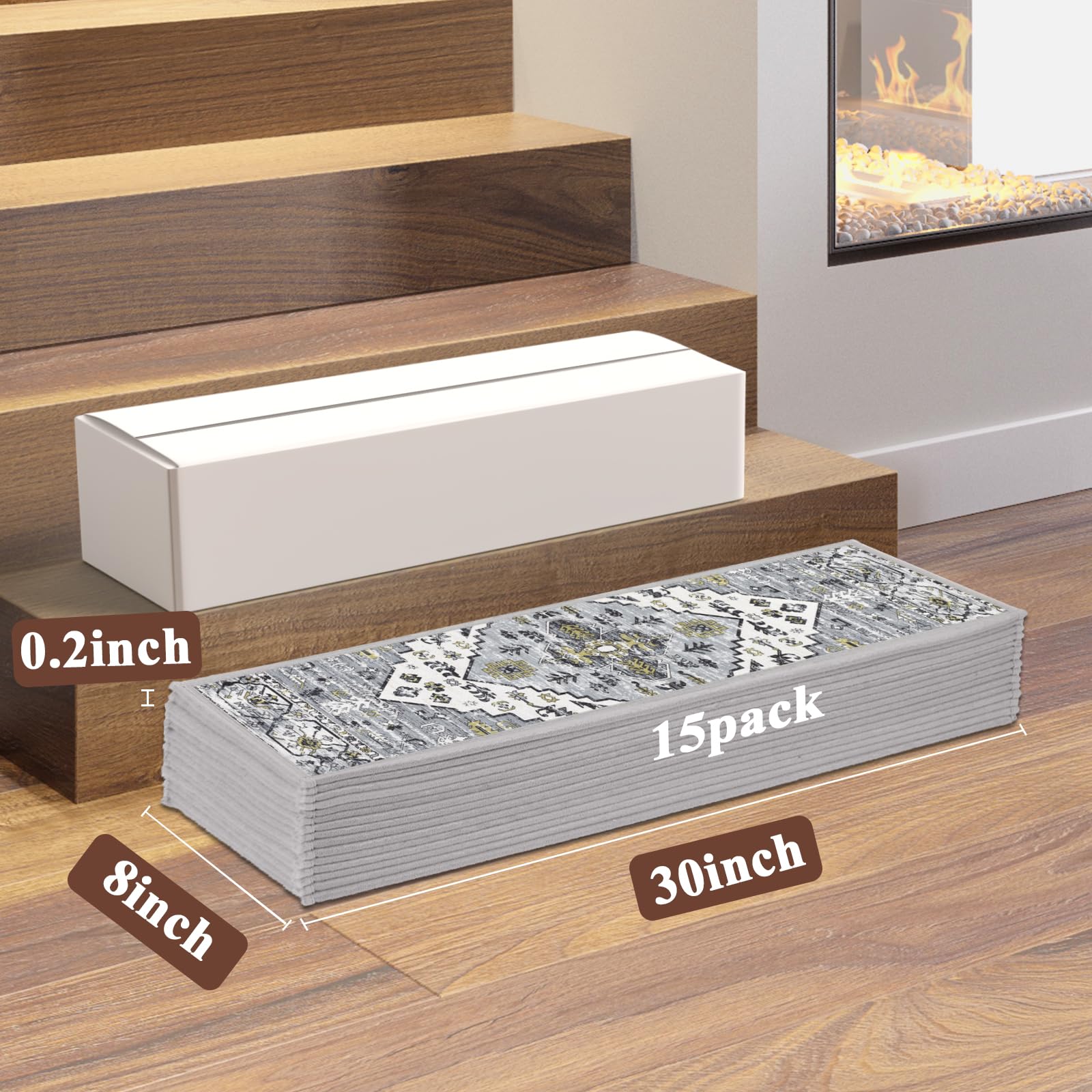 Snapklik.com : HEBE Carpet Stair Treads For Wooden Steps Indoor 15 Pack ...