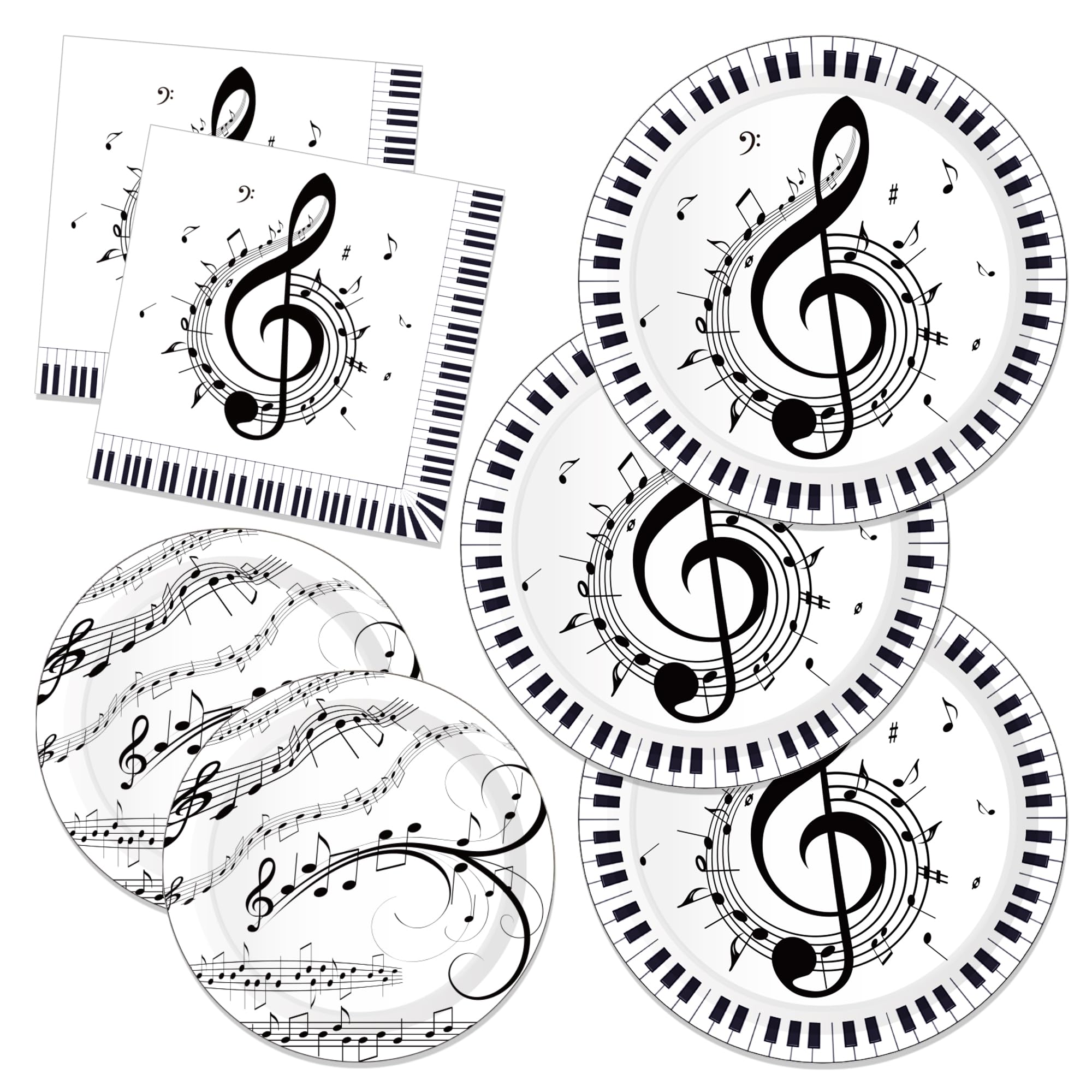 Amazon.com: CC HOME Music Note Birthday Paper Plates Napkins Emotional ...