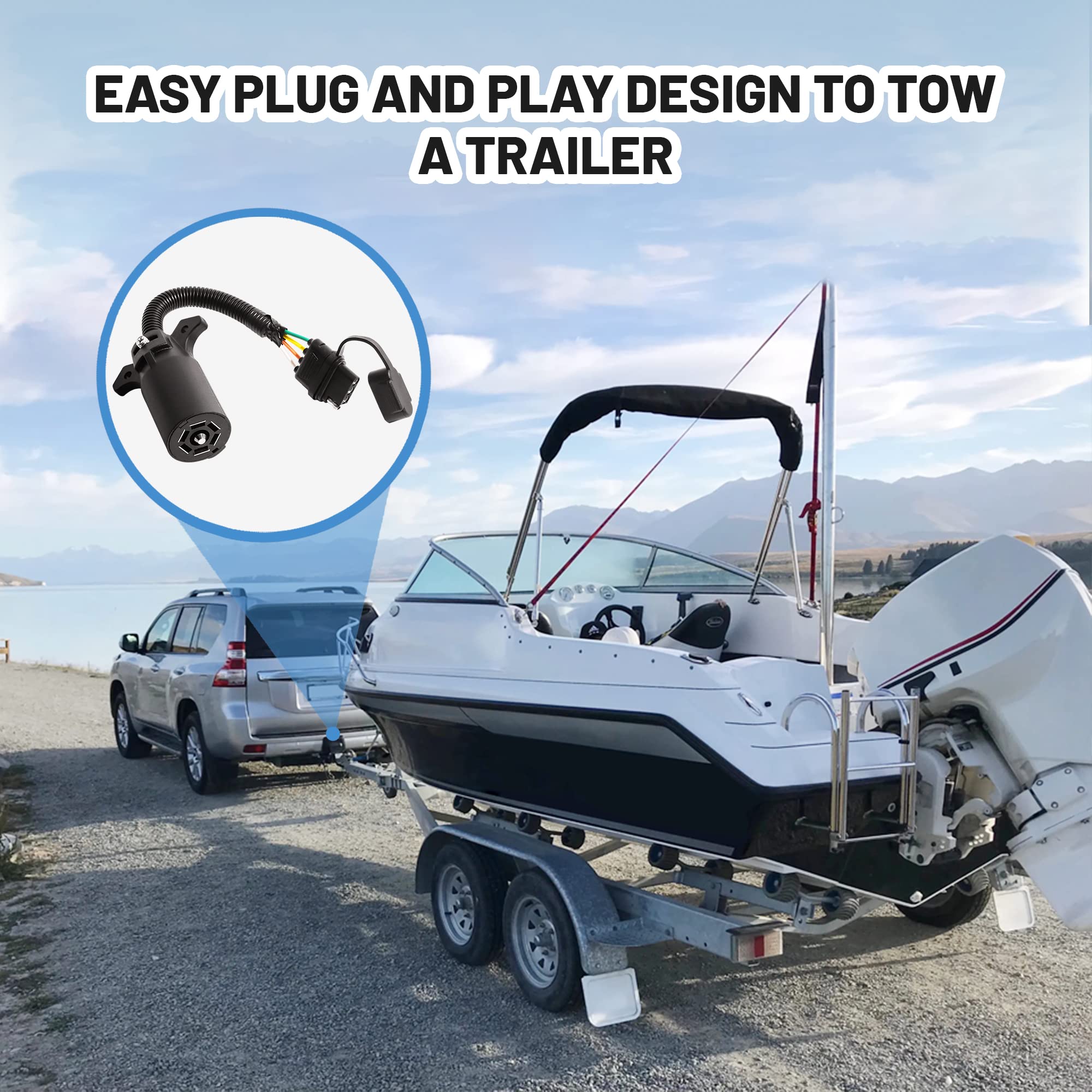 Snapklik.com : Oyviny 7 Way Blade To 4 Way Flat Trailer Adapter