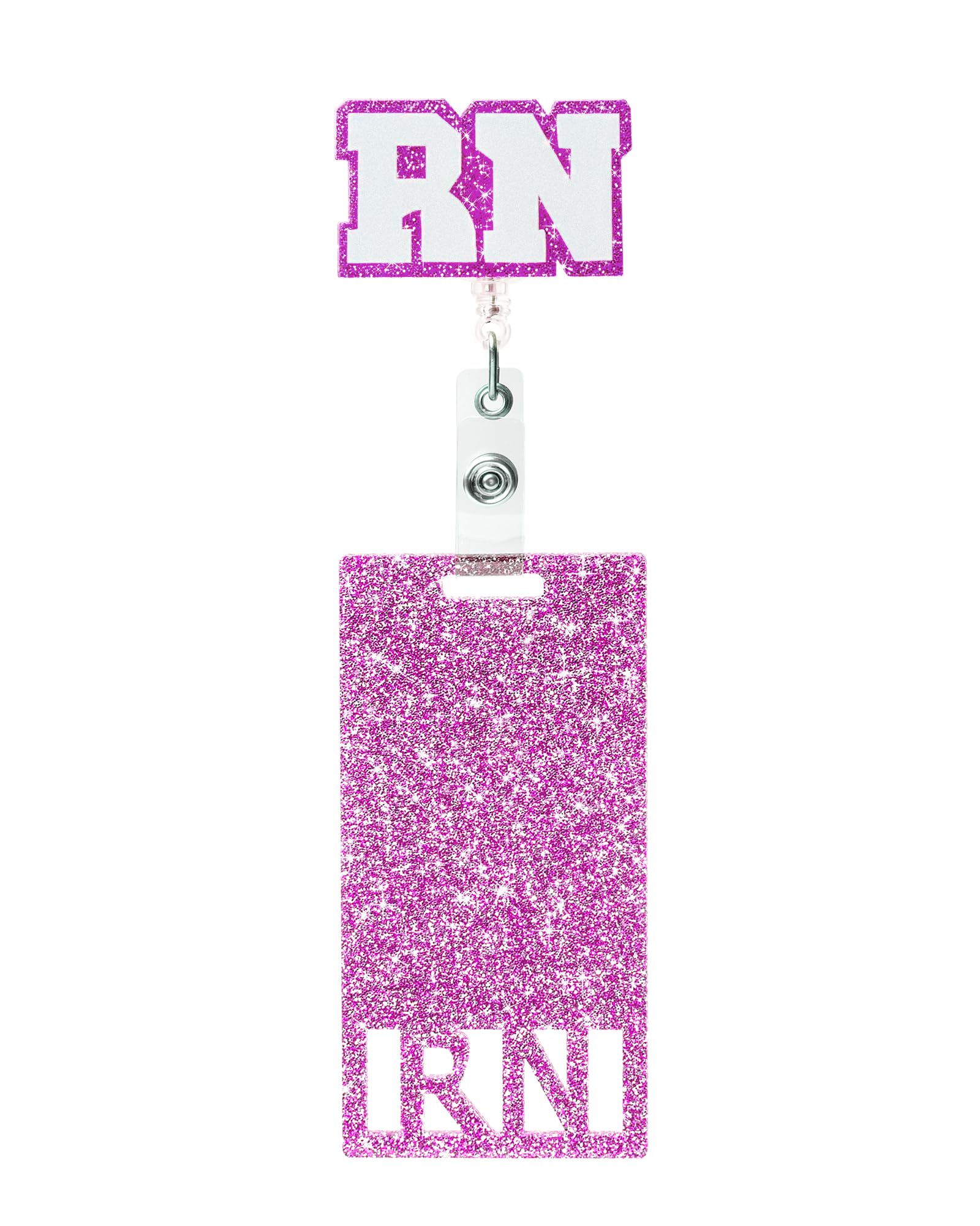 ShineID Retractable Reel Glitter RN Badge Card Holder - Glitter ...