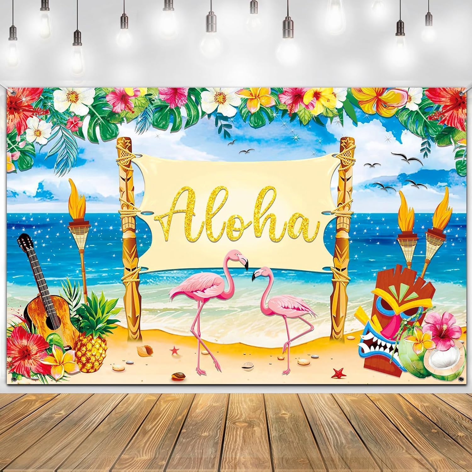 Amazon.com: PatiCool Hawaiian Aloha Party Banner Backdrop Decorations ...