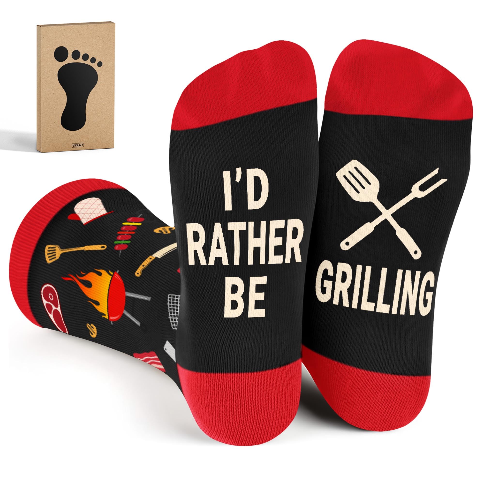 Amazon.com: VICRAZY Funny Socks for Men & Women - I'D Rather Be ...