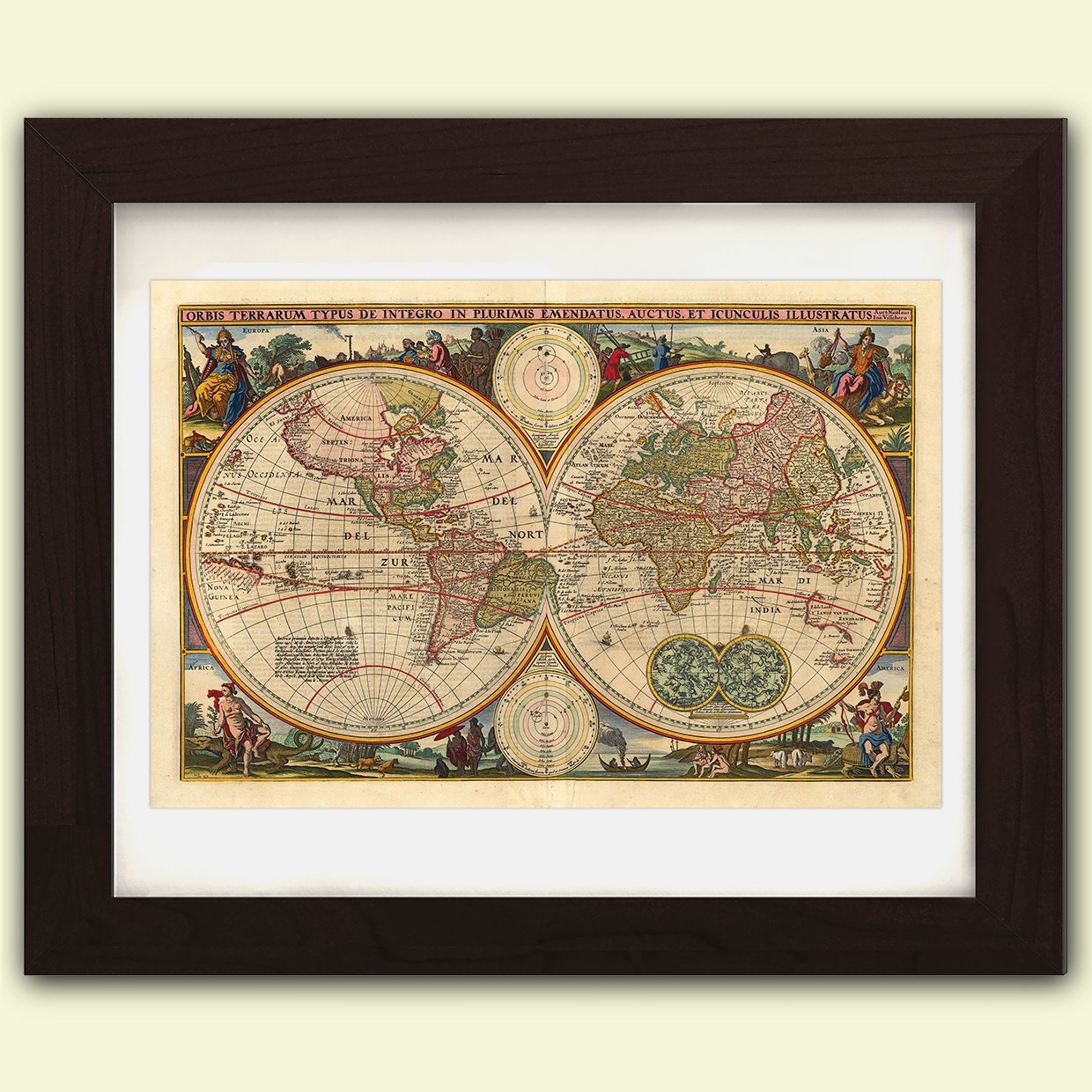 Amazon.com: Vintage Antique reproduction World Map No1 - art print A3 ...