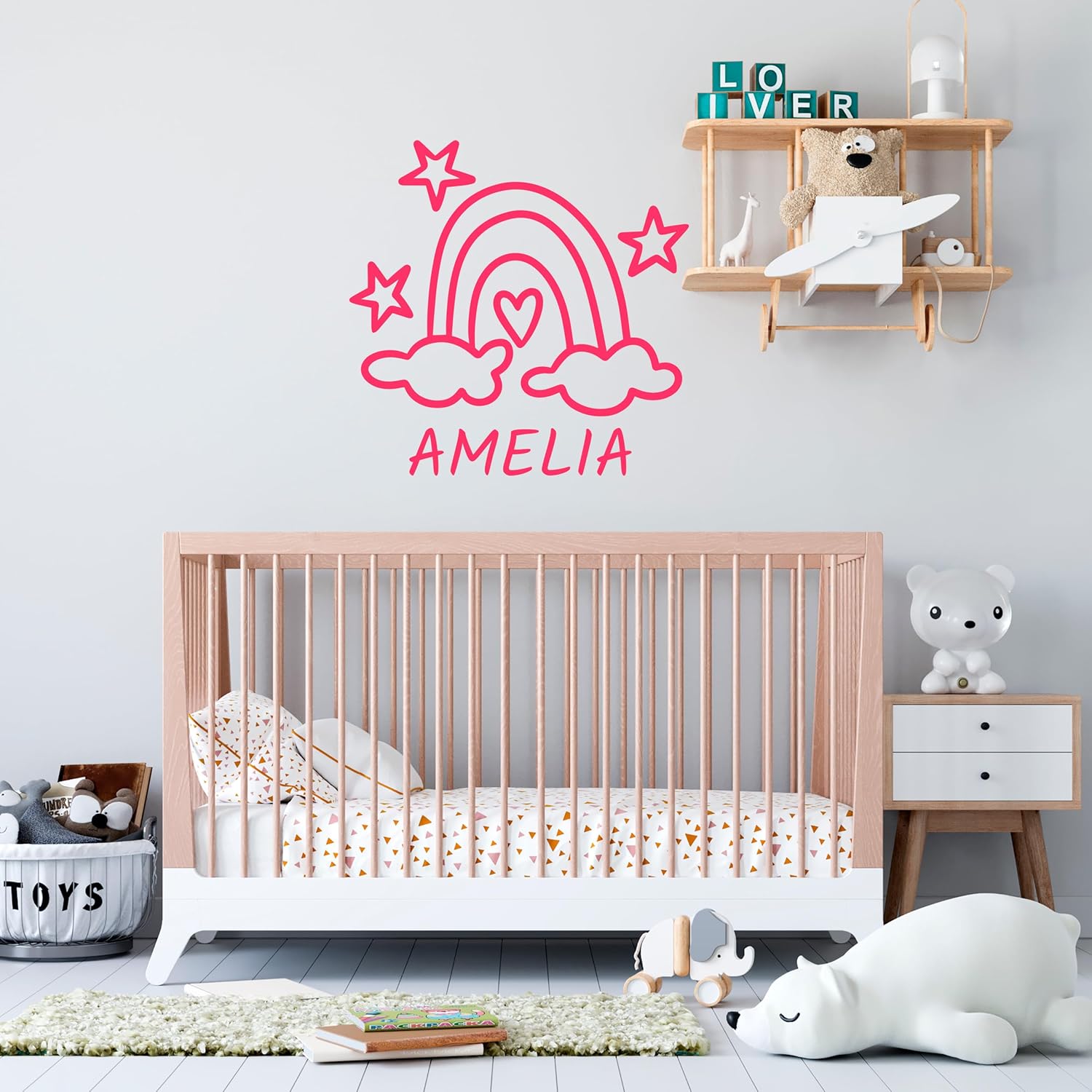 Amazon.com: Girls Name Stickers for Wall with Rainbow with Stars Heart ...