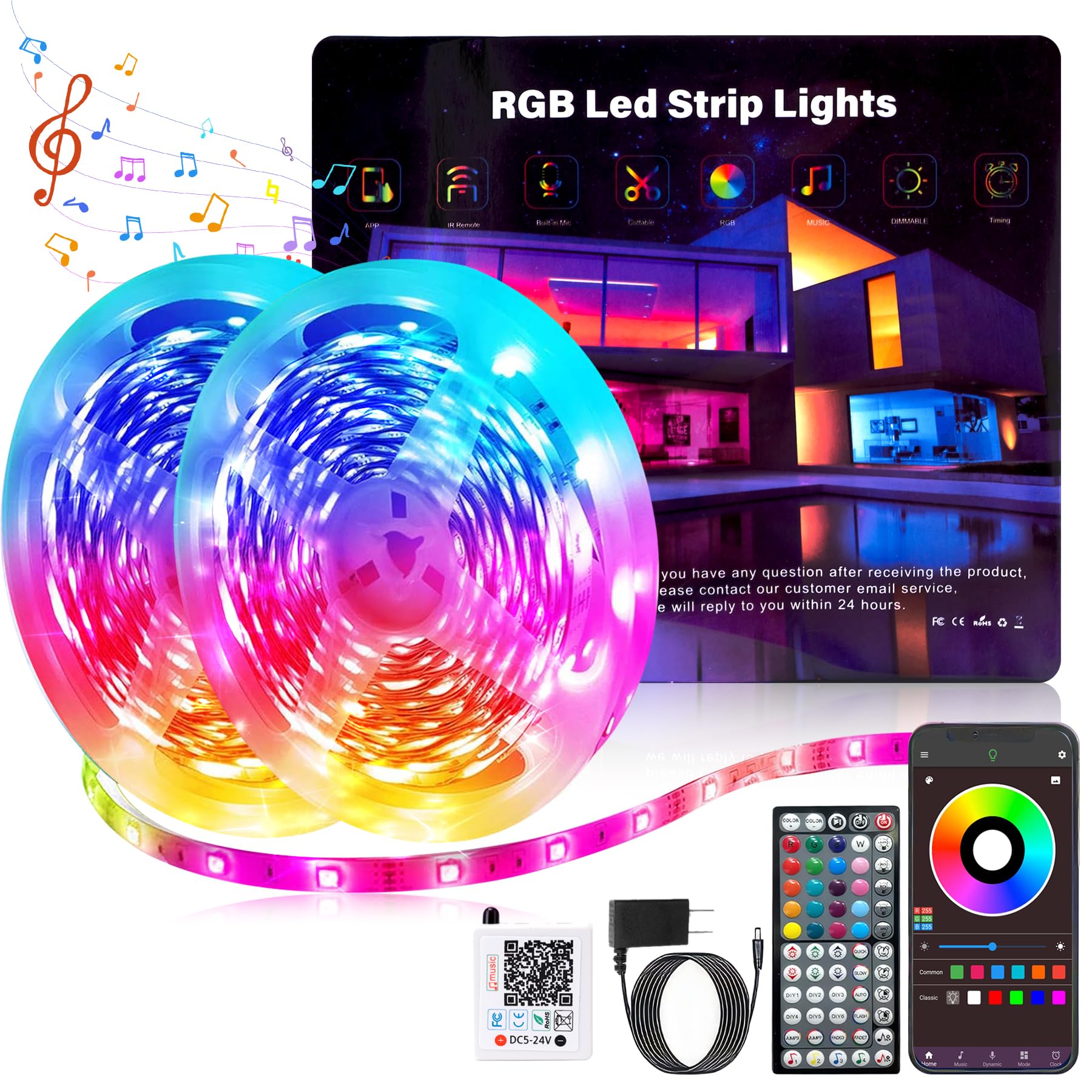 Amazon.com: NBBUFF LED Lights for Bedroom 100FT, Music Sync Color ...