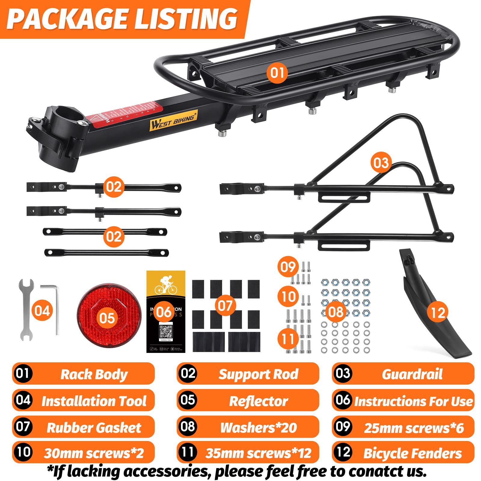 Snapklik.com : Rear Bike Rack - Bike Rack For Back Of Bike - Full Quick ...