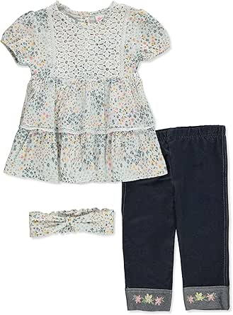 Amazon.com: Little Lass Girls' 3-Piece Capri Cuff Set Outfit - Ivory ...