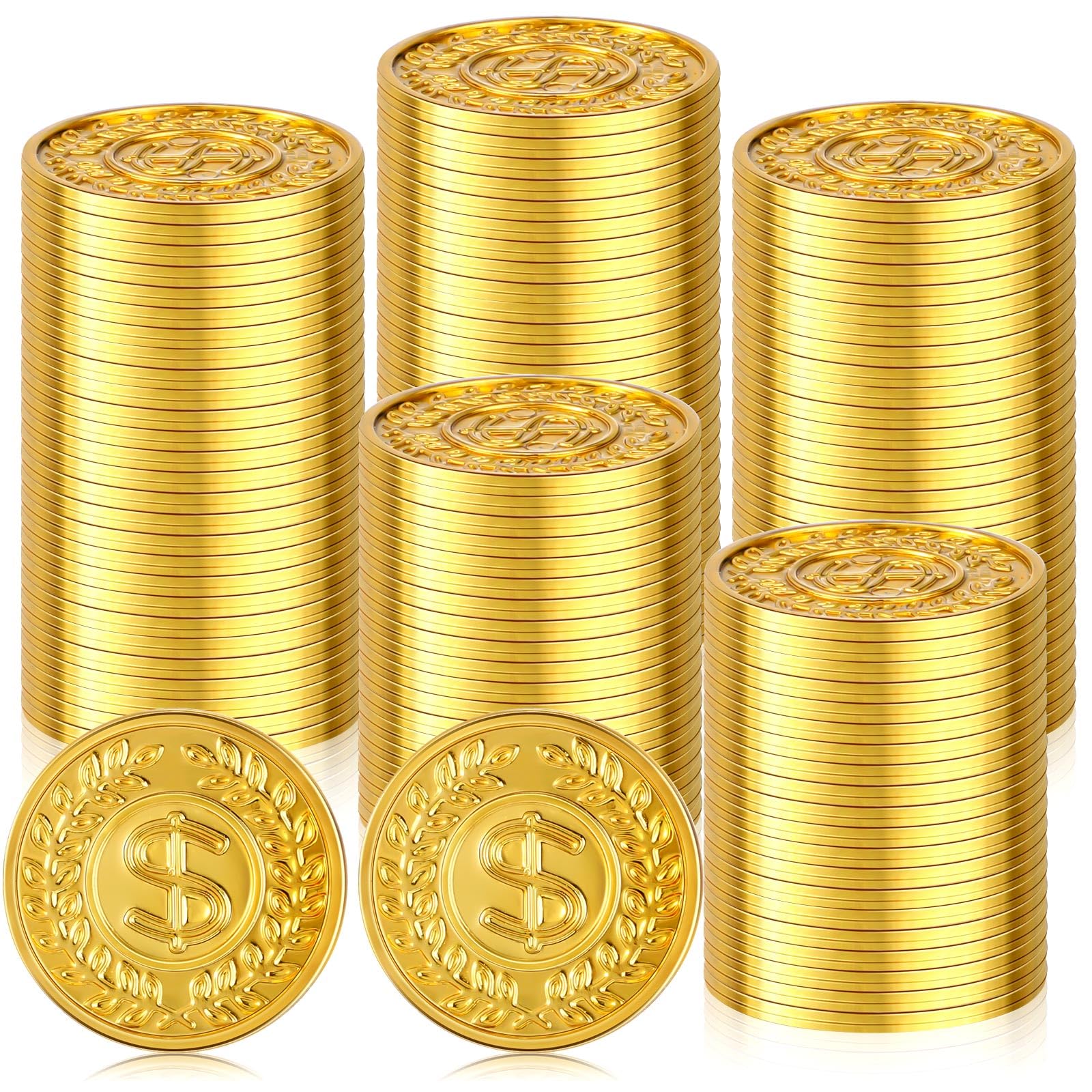 Amazon.com: Hanaive 100 Pcs Plastic Gold Coins Fake Pirate Play Coins ...