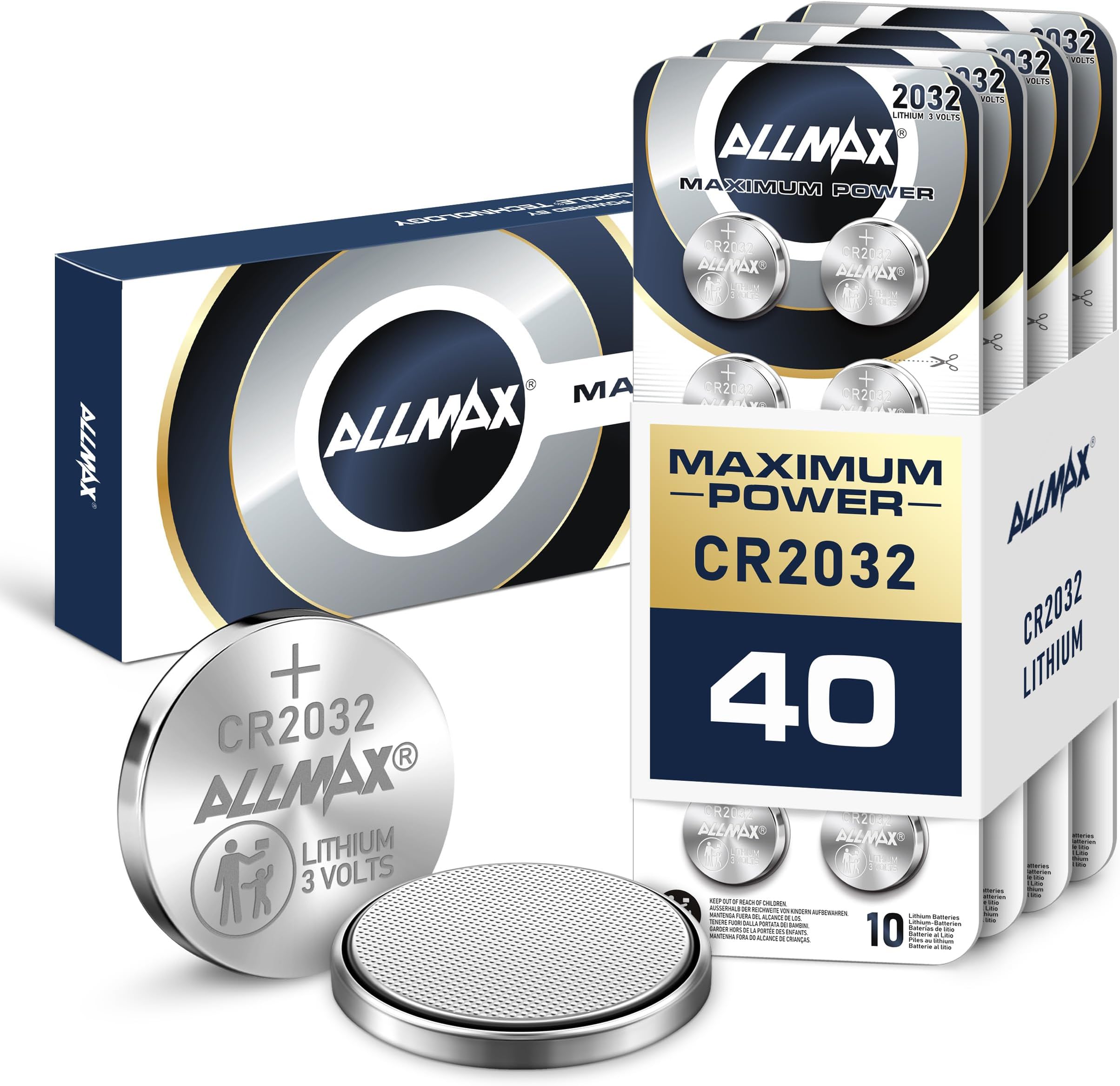 Amazon.com: 40 Pack CR2032 Batteries, 3V Lithium Coin Battery for Small ...