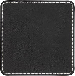 Amazon.com: 3" x 3" Square Black/Silver Blank Laserable Leatherette ...