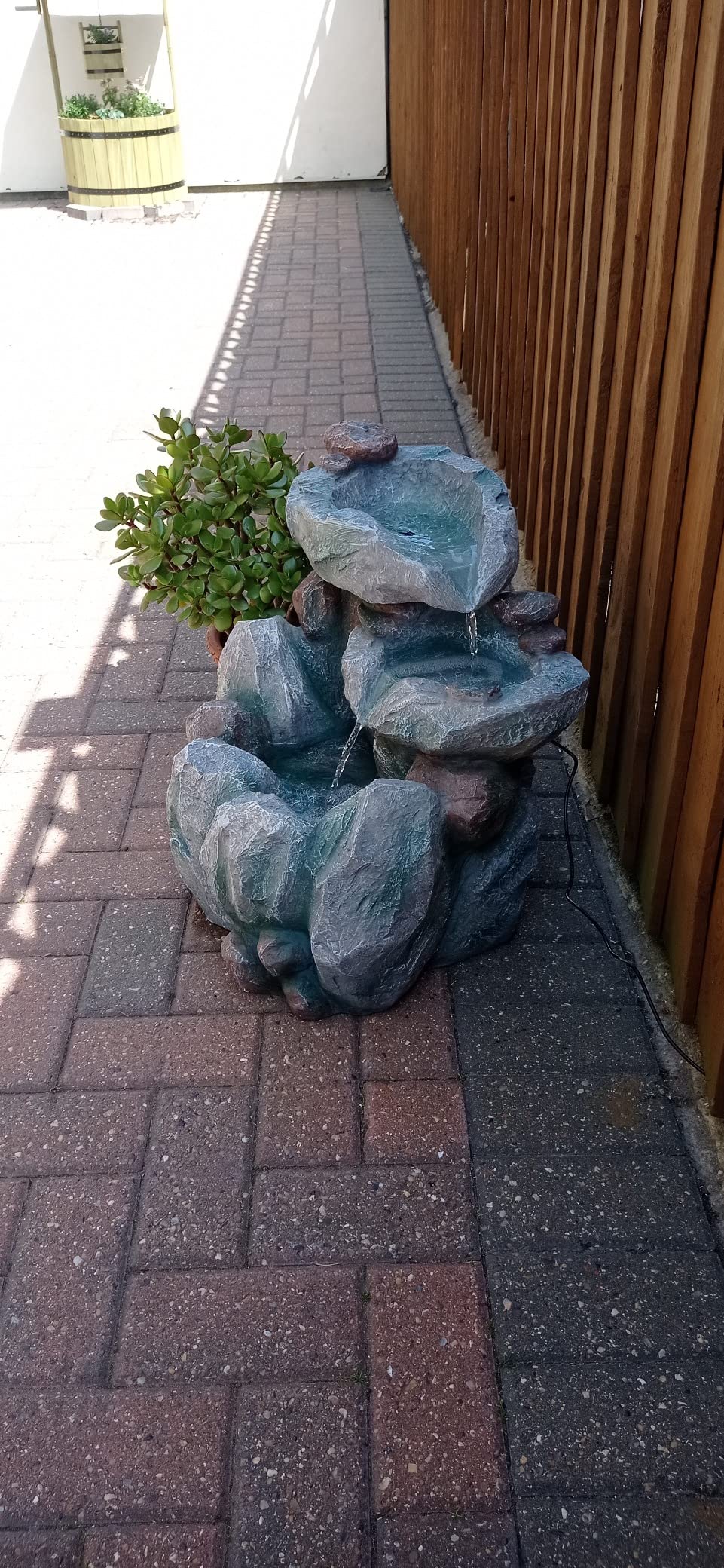 Garden Mile Modern Rock Fall Water Fountain - Solar Powered Resin and ...